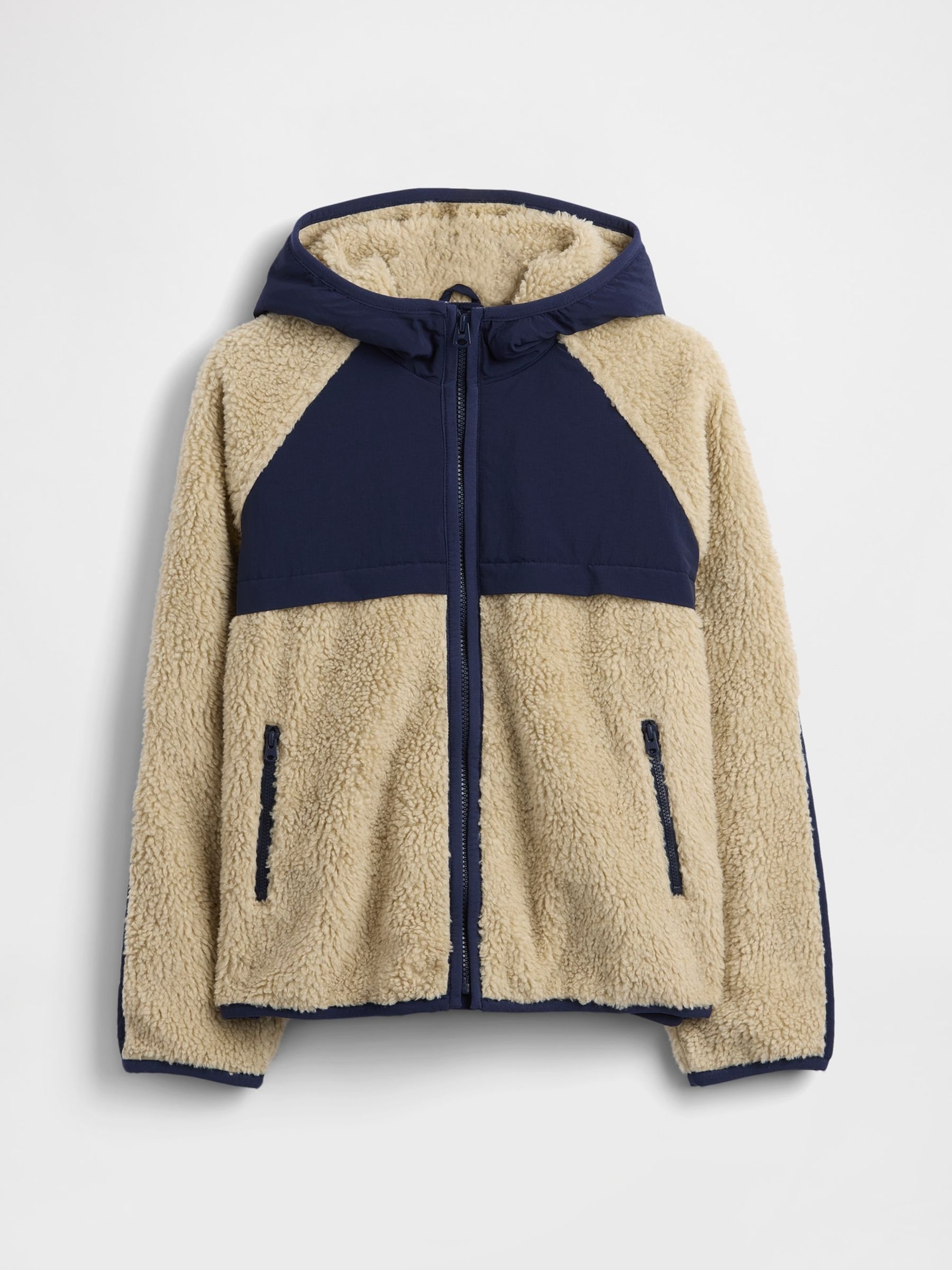 Beige/Navy Sherpa Jacket | Gap