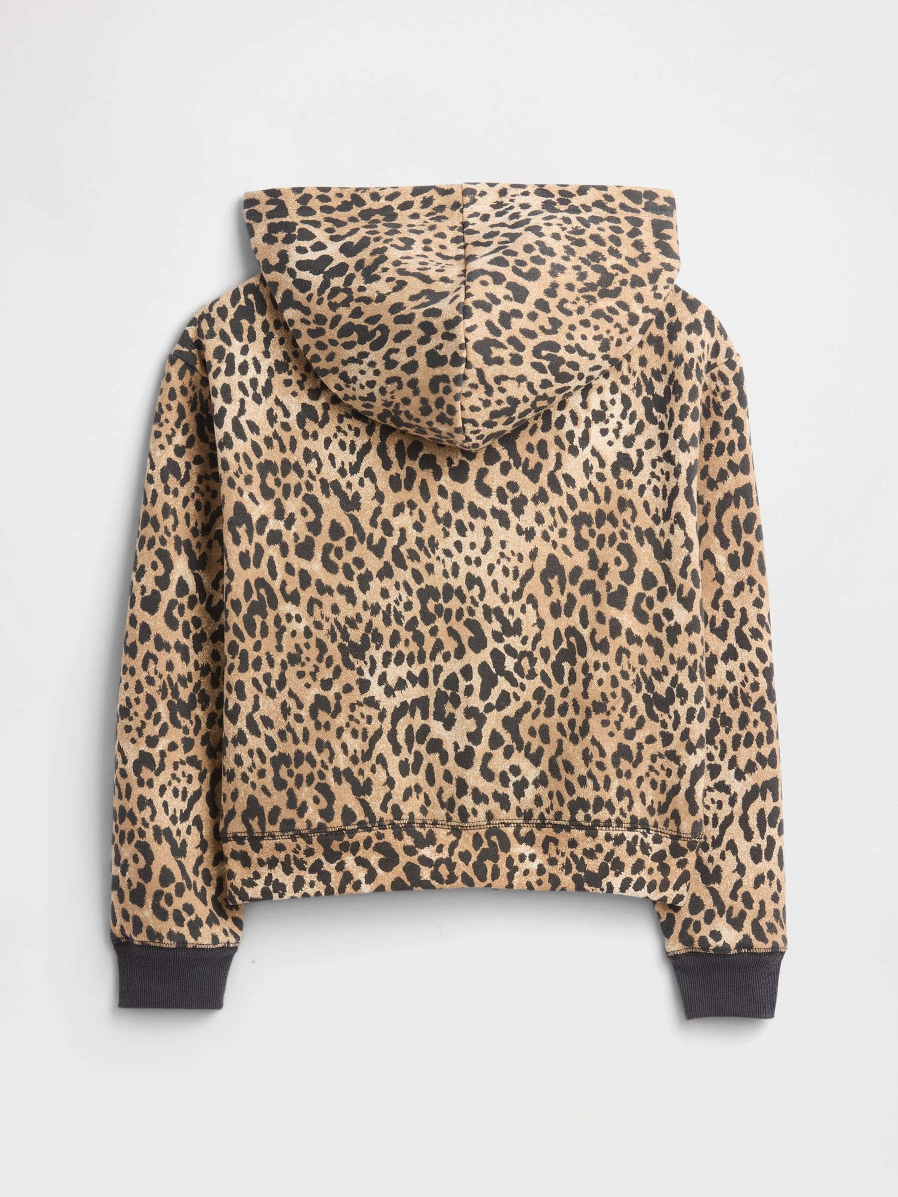 Brown Leopard Print Relaxed Full Zip Logo Hoodie | Gap