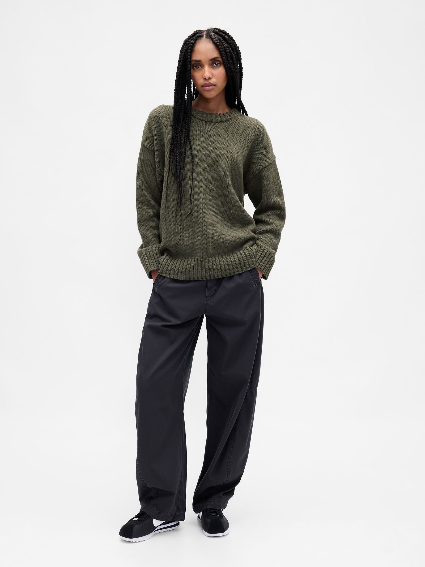 Khaki Green Cotton Oversized Jumper | Gap