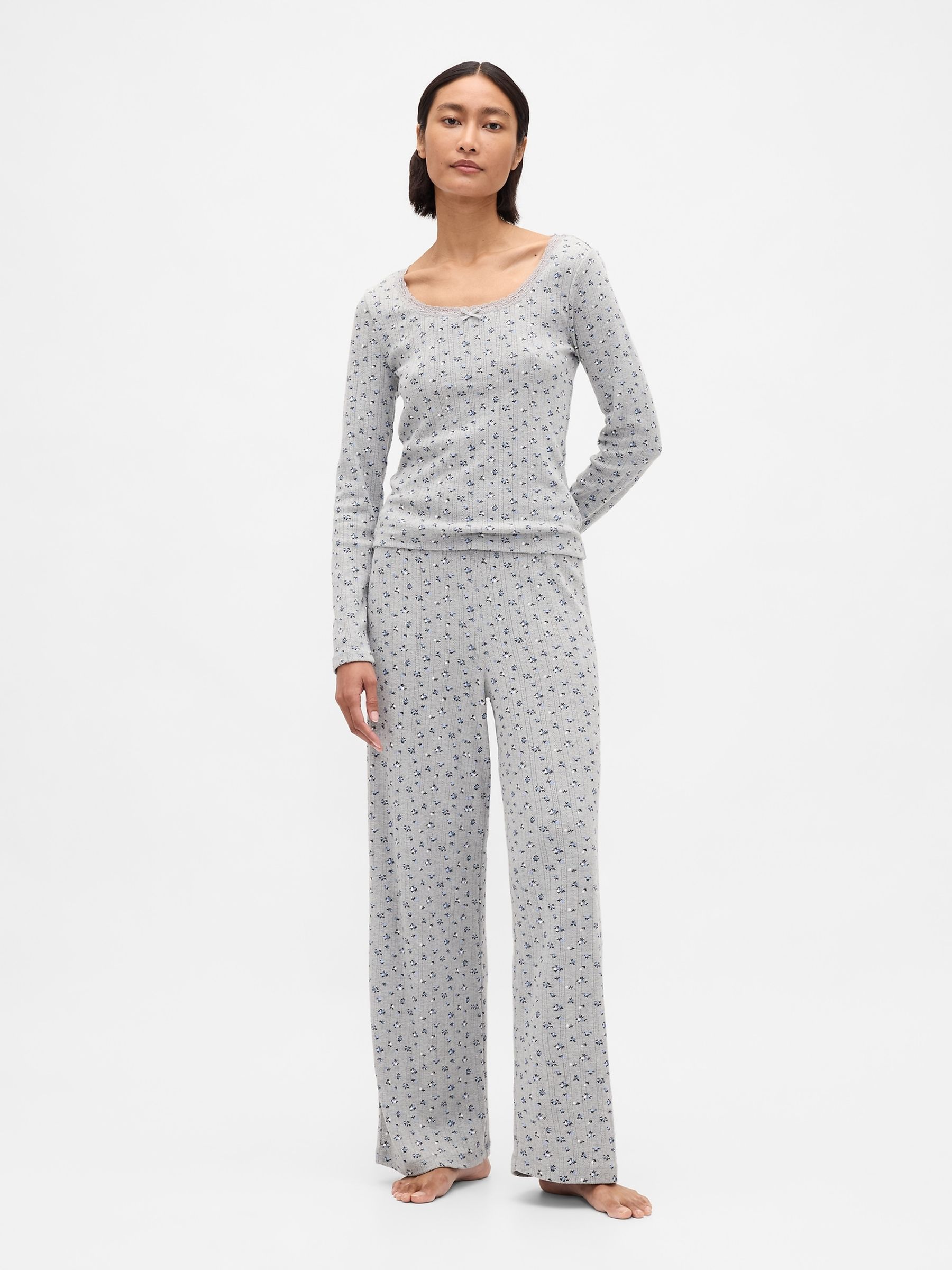 Grey Pointelle Long Sleeve Pyjamas Set | Gap