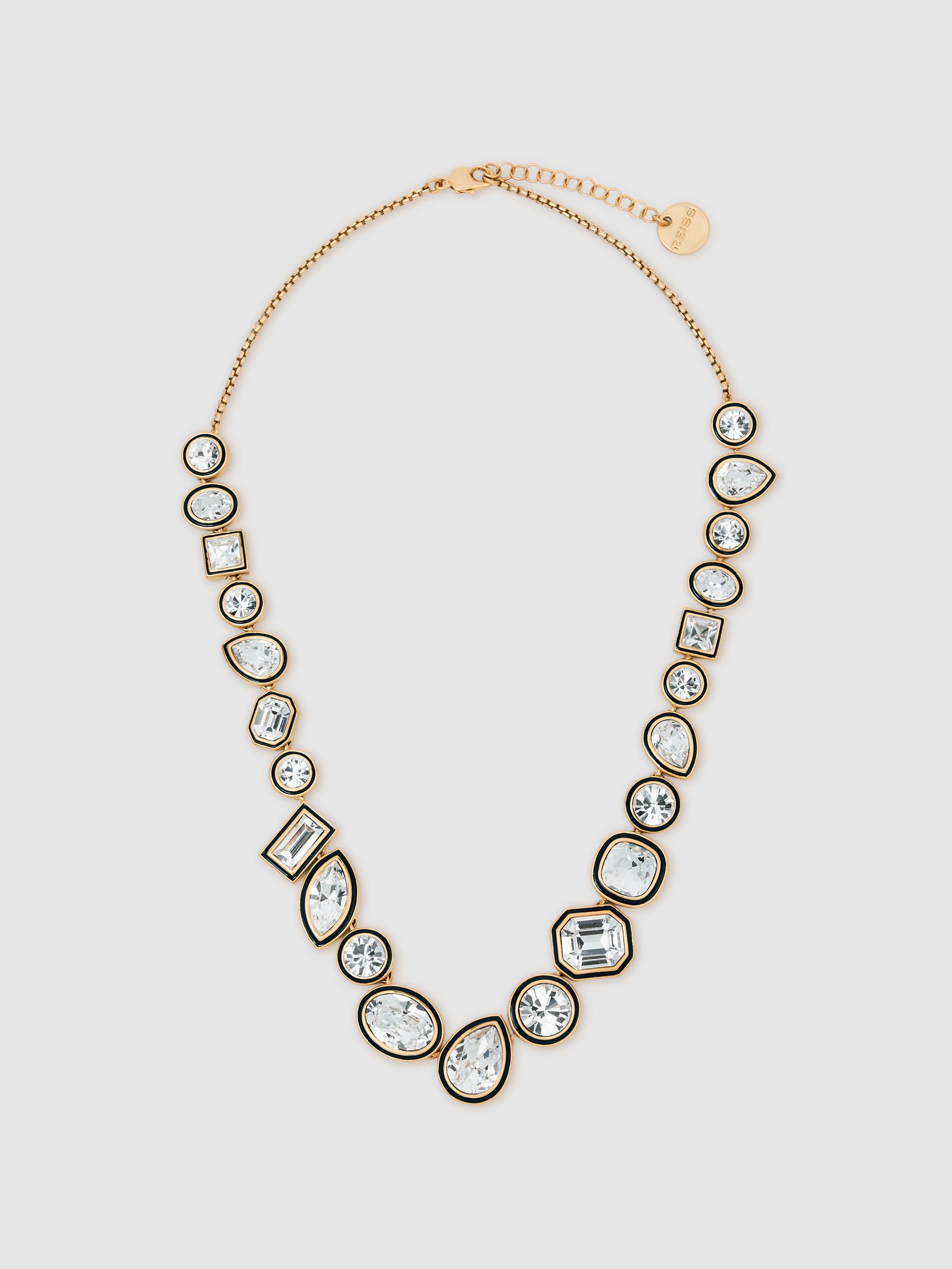 Reiss Geometric Crystal Necklace in Gold Tone | REISS