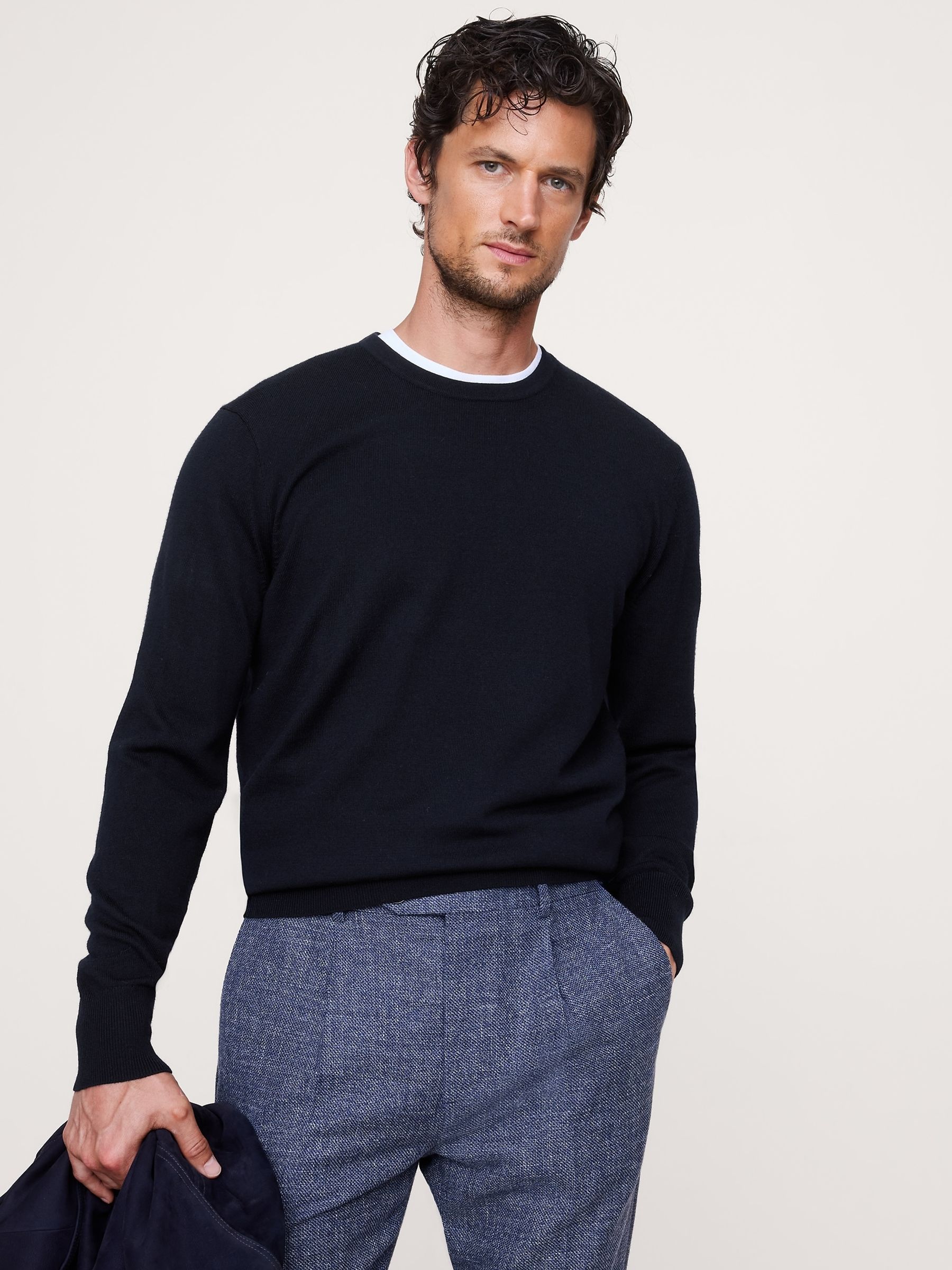 Banana Republic Navy Blue Merino Crew-Neck Jumper | Gap
