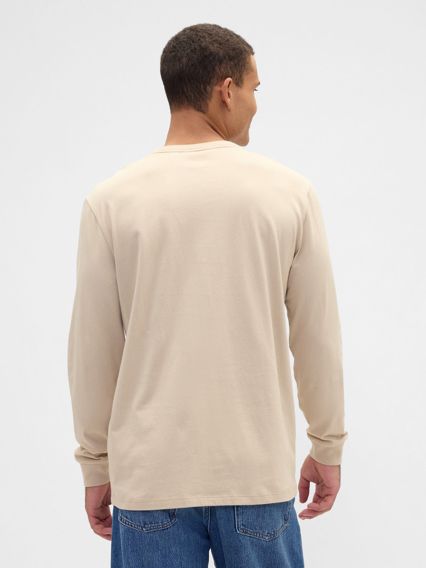 Everyday Beige Long Sleeve Crew Neck T-Shirt | Gap