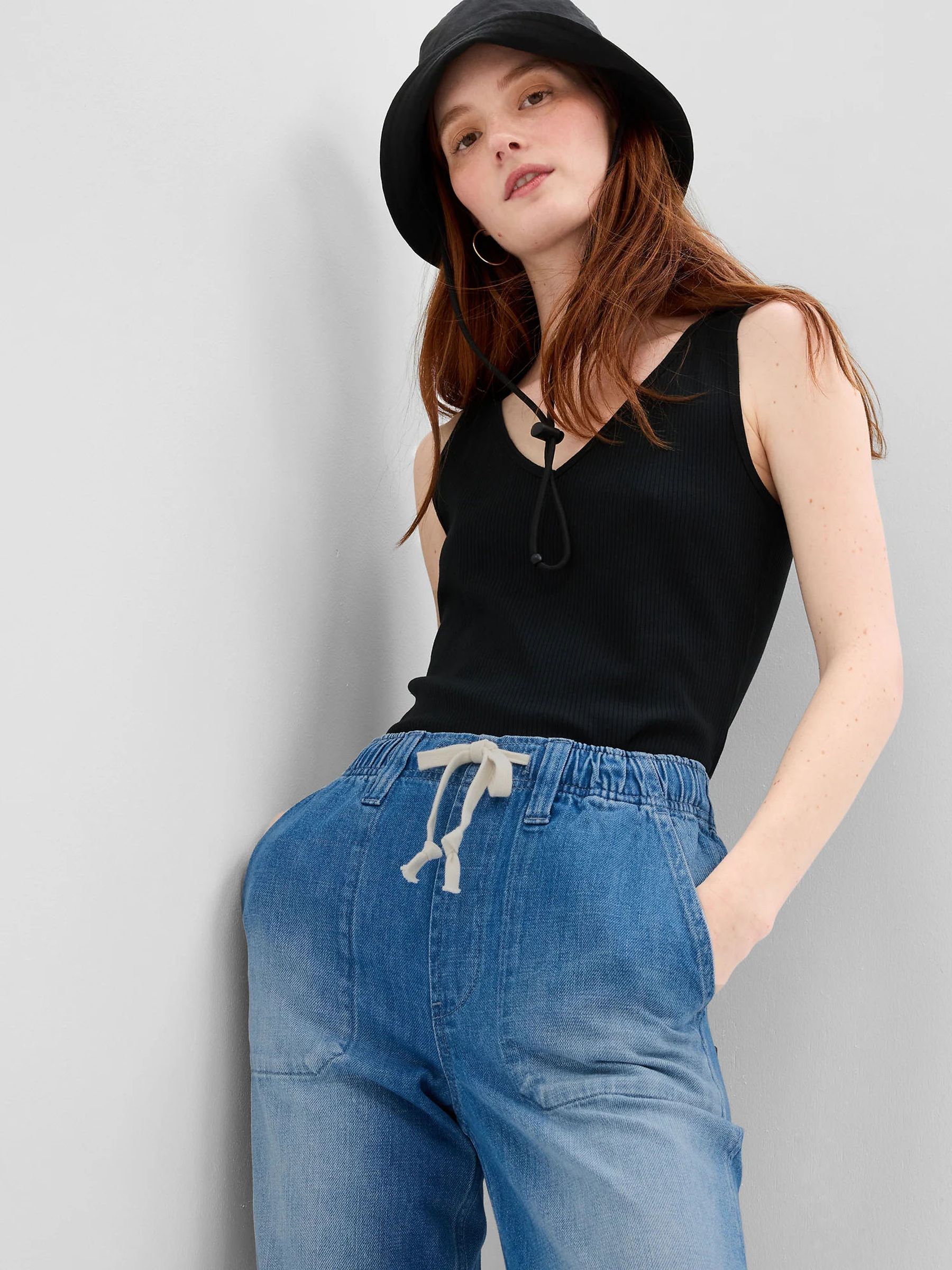Blue Mid Rise Pull On Easy Jeans | Gap