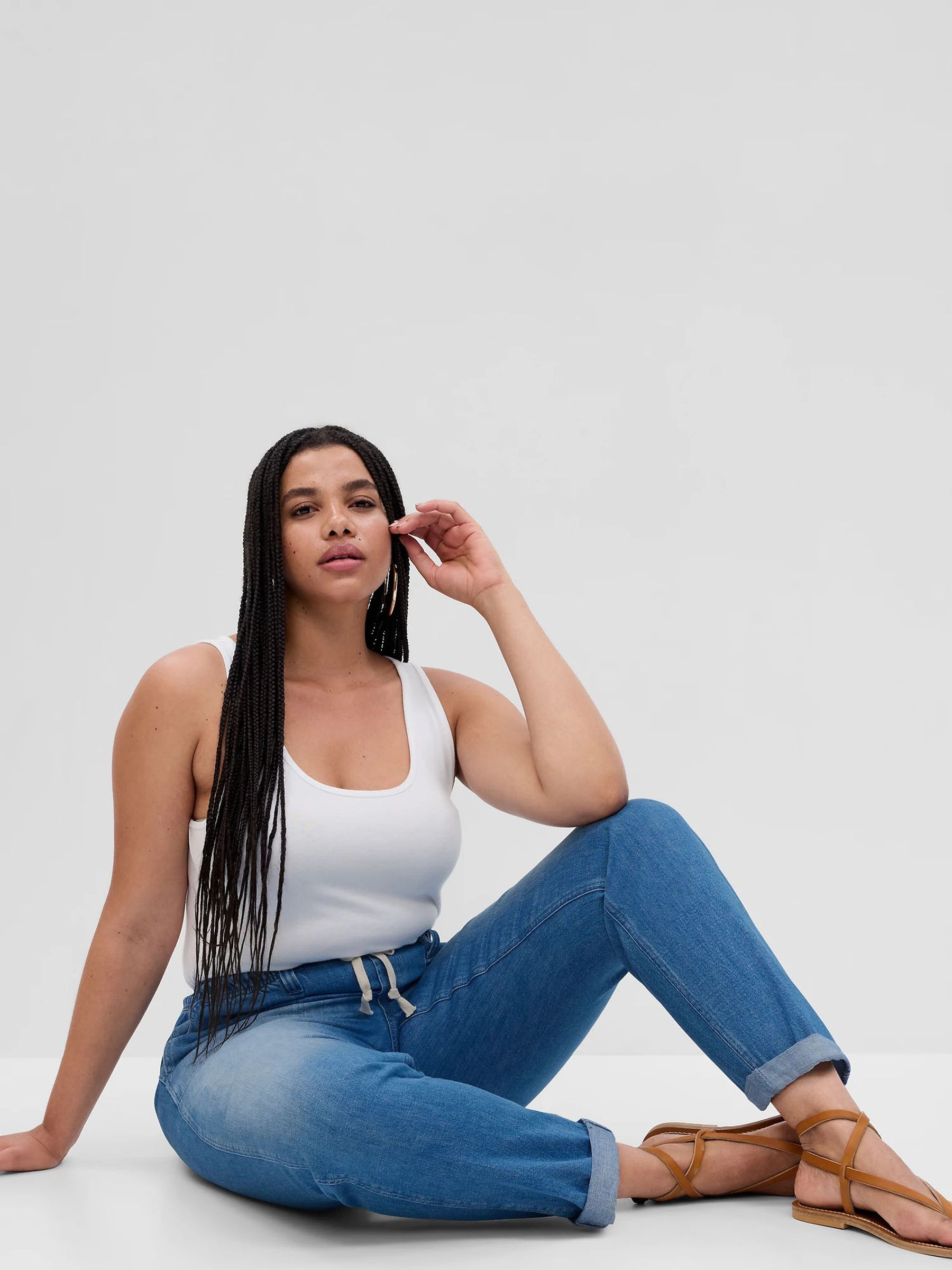 Blue Mid Rise Pull On Easy Jeans | Gap