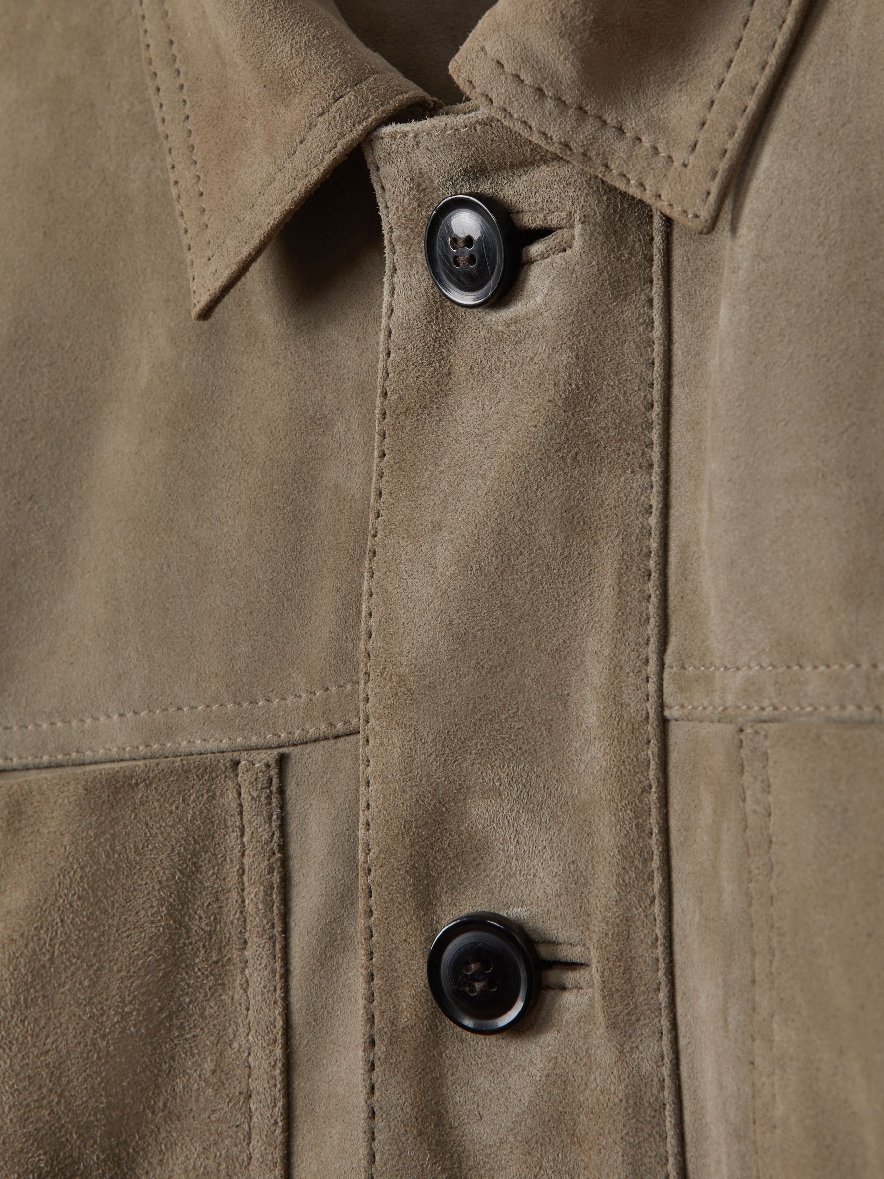 Reiss Suede Chest Pocket Jacket in Pistachio - REISS