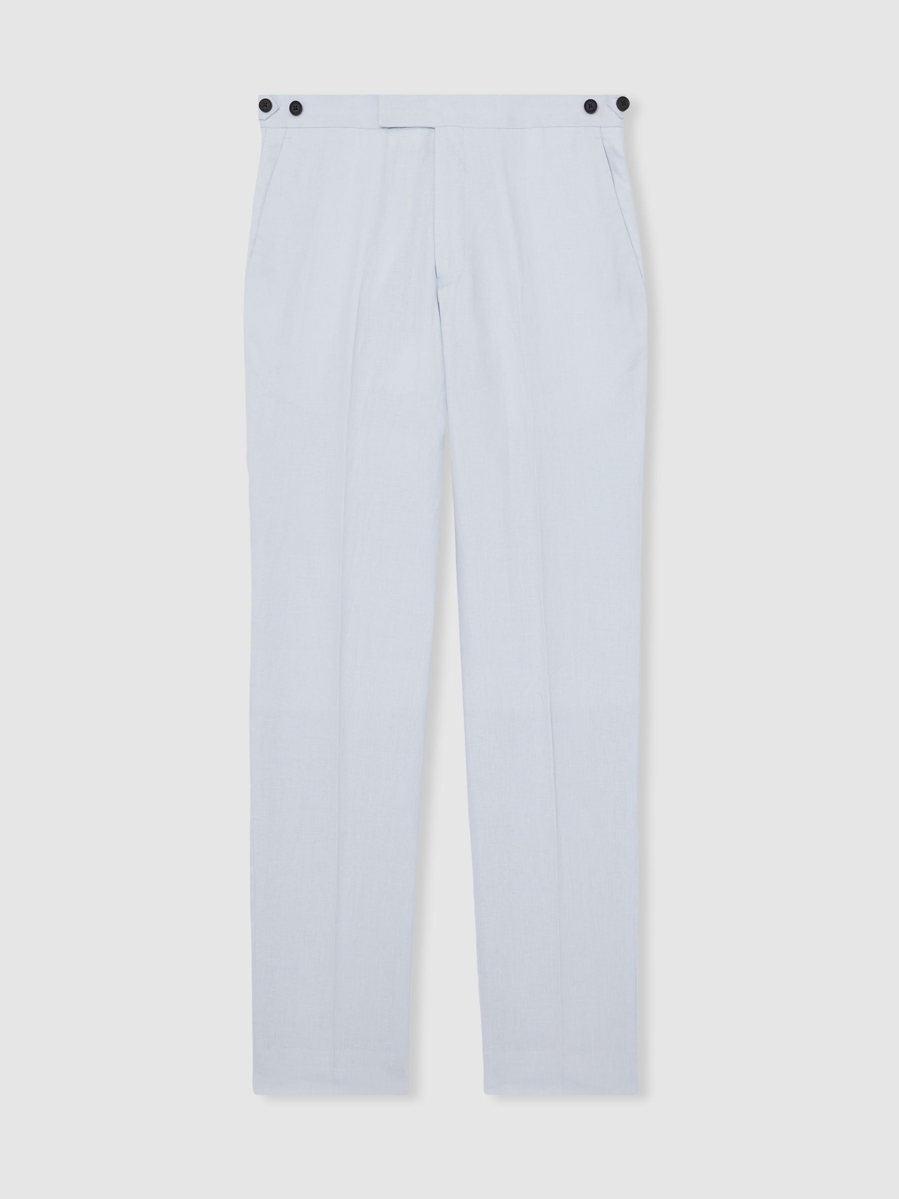 Reiss Slim Fit Linen Adjuster Trousers in Soft Blue - REISS