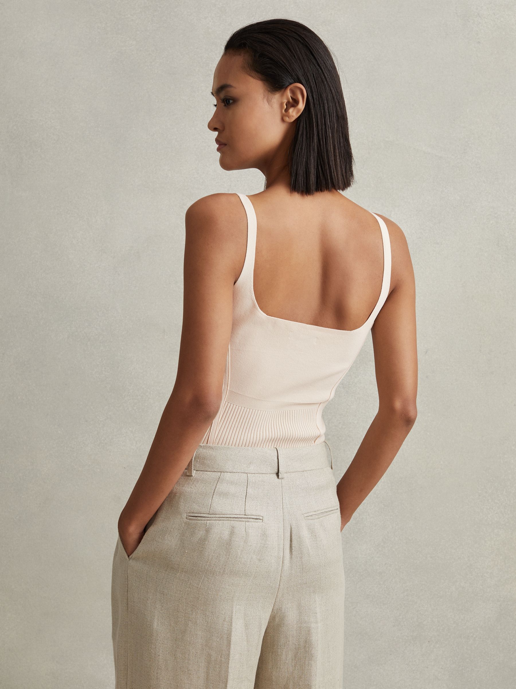 Reiss Verity Nude Ribbed Seam Detail Vest - REISS