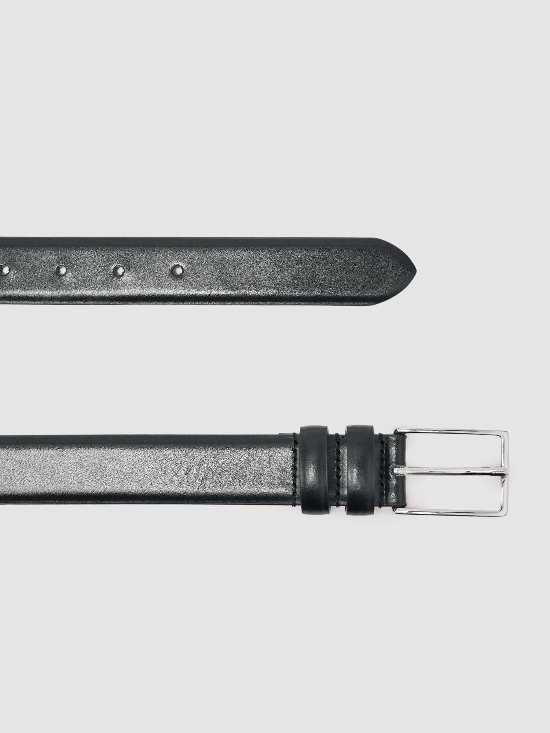 Reiss Smooth Leather Belt in Black - REISS