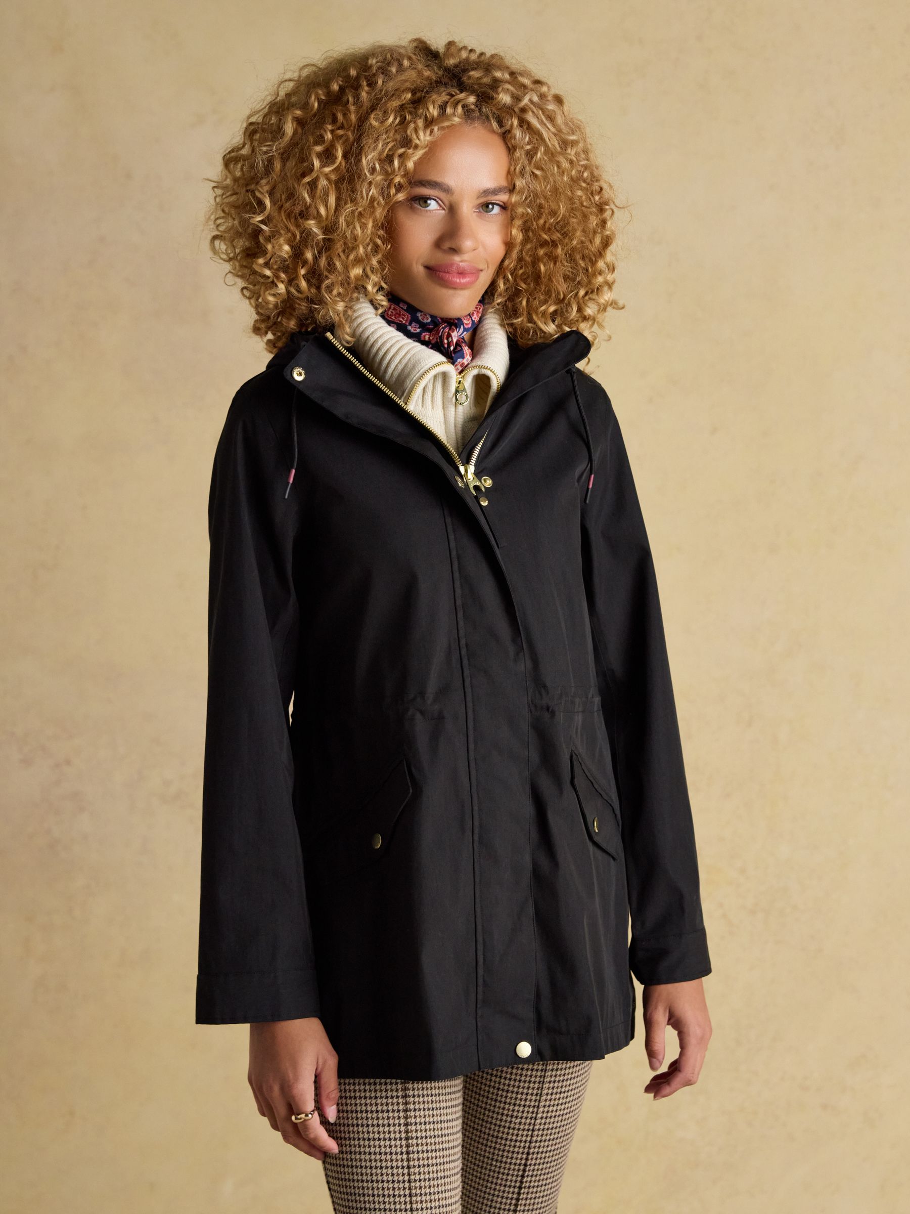Portwell Black Waterproof Raincoat With Hood | Joules
