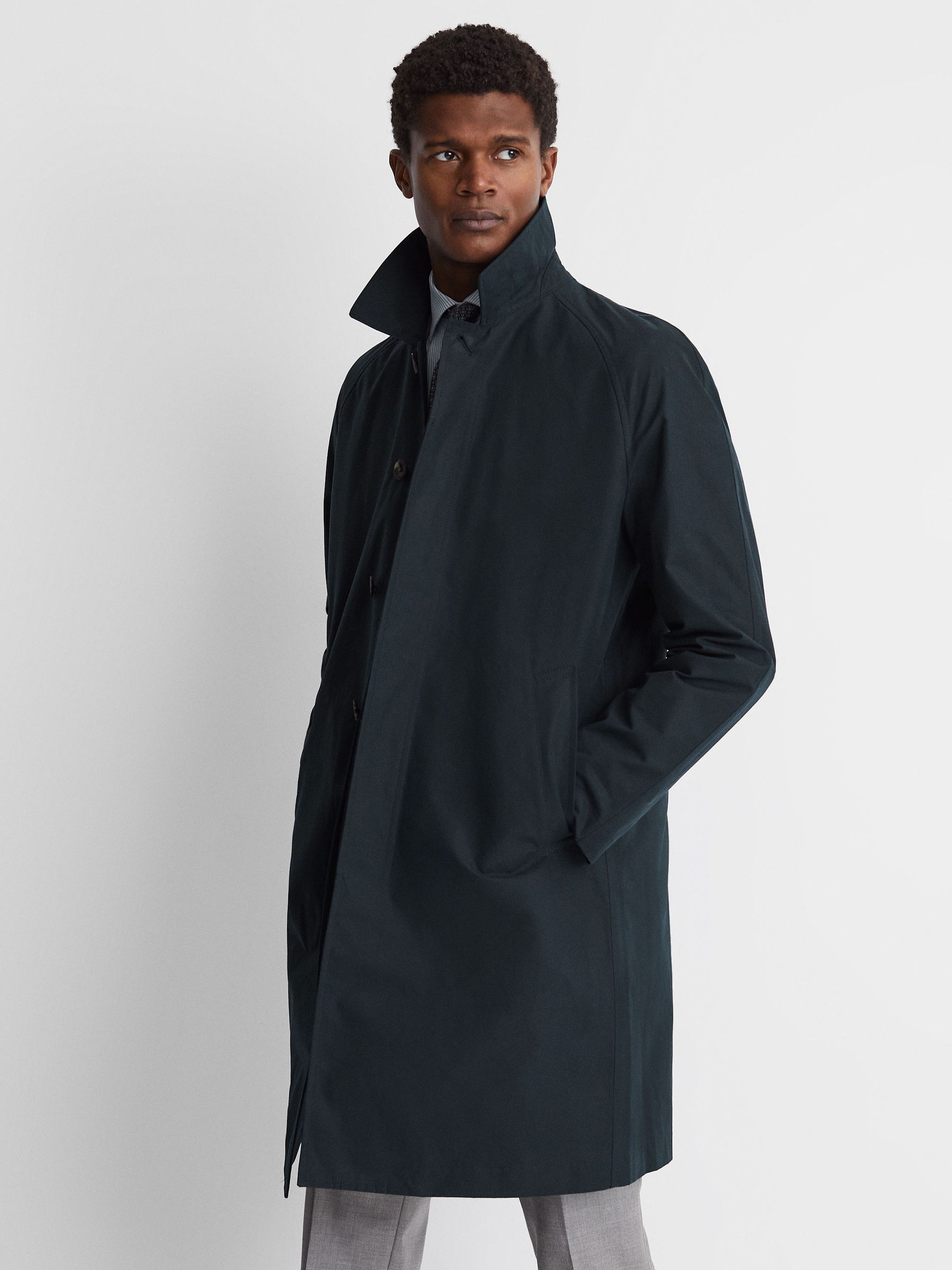 Reiss Private White Mid-Length Trench Coat in Navy - REISS