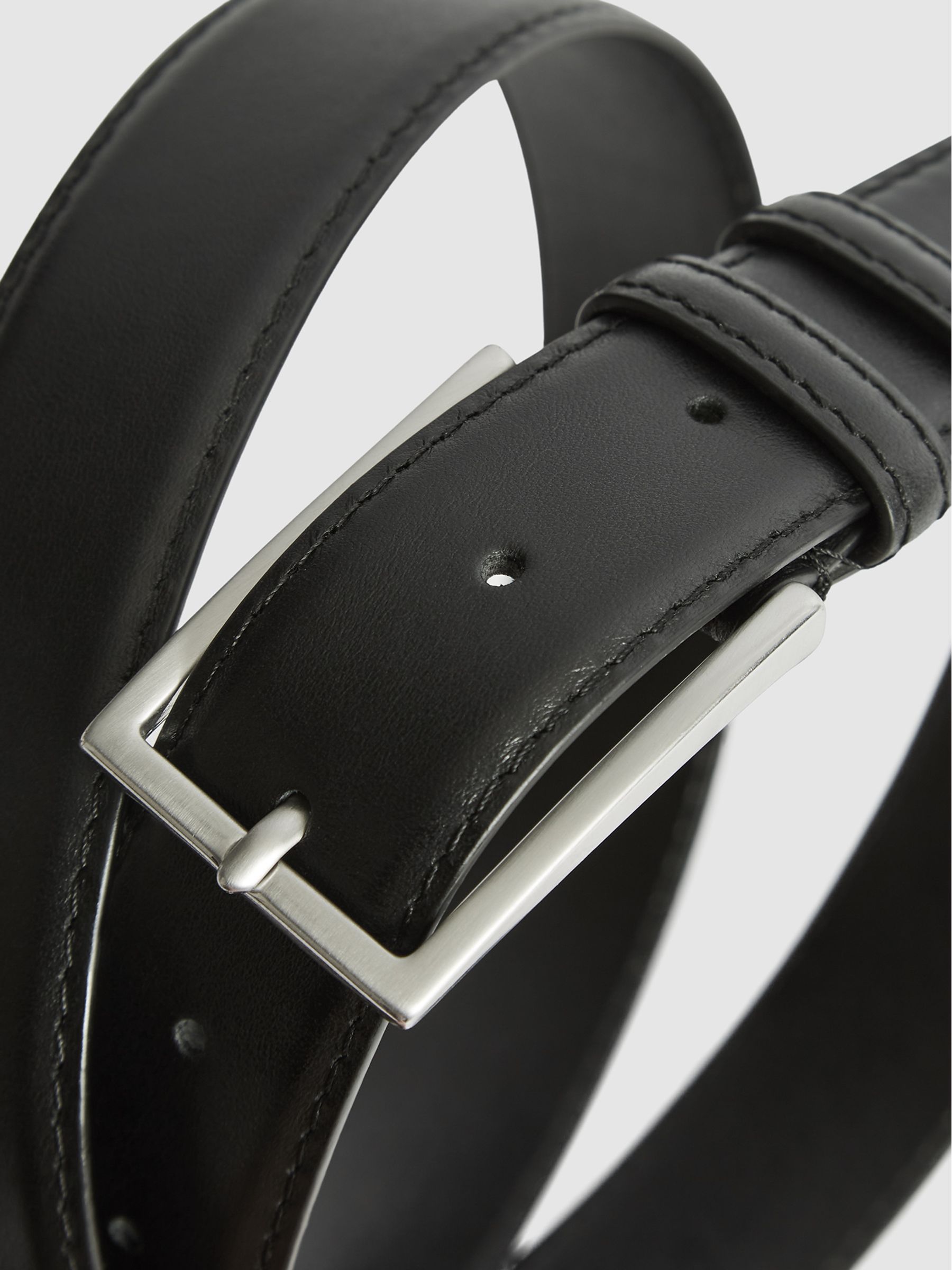 Reiss Formal Leather Belt in Black - REISS