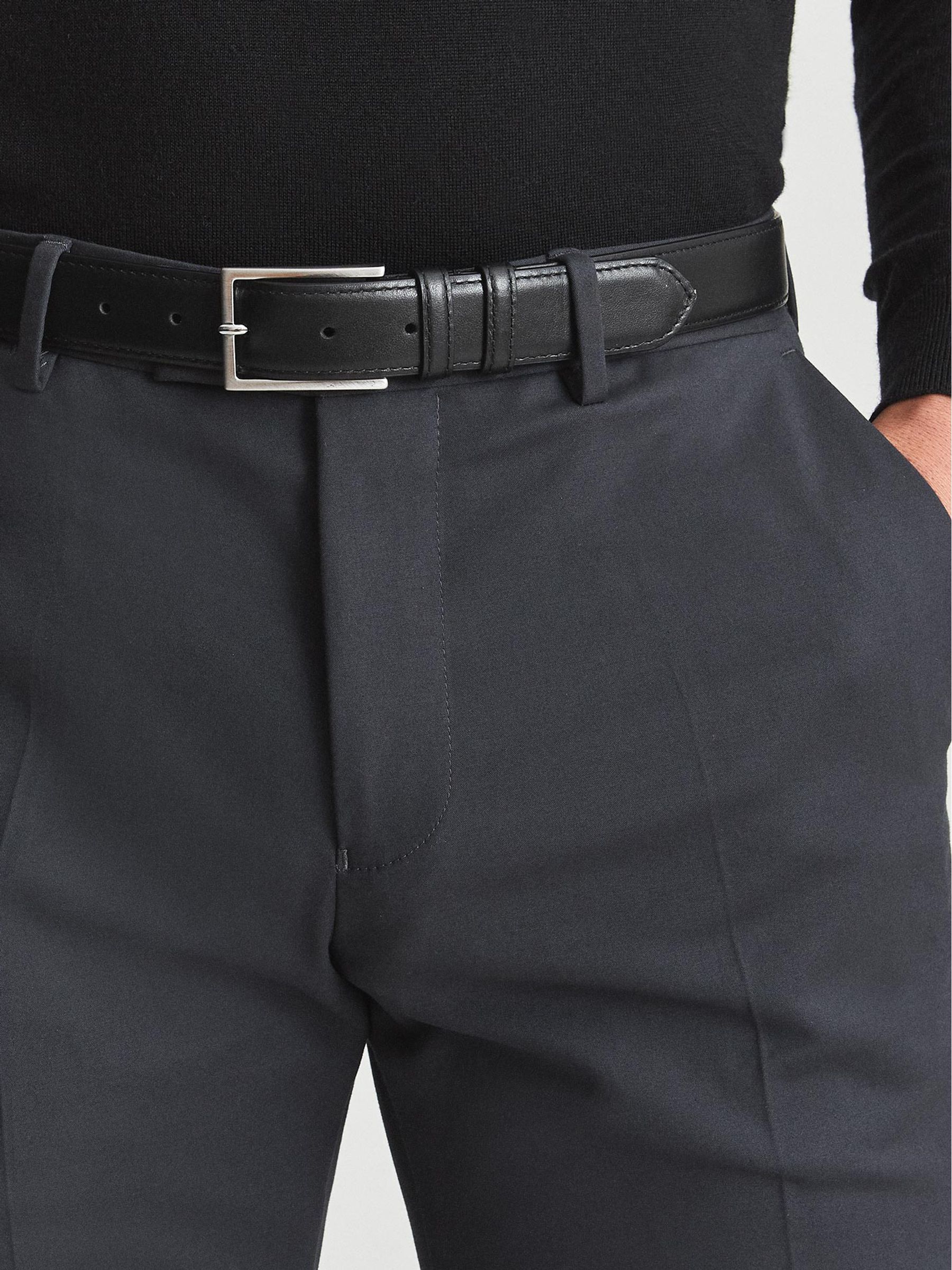 Reiss Formal Leather Belt in Black - REISS
