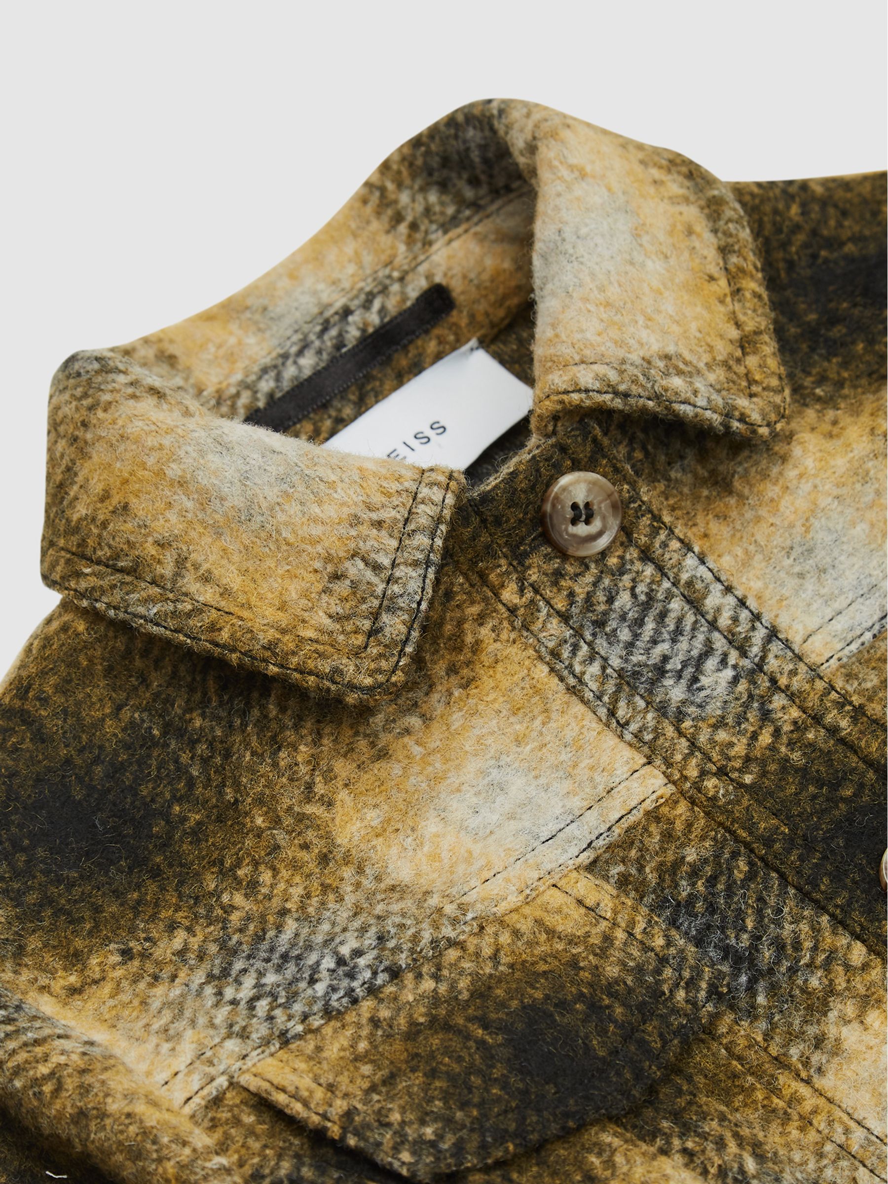 Reiss Check Overshirt in Yellow - REISS