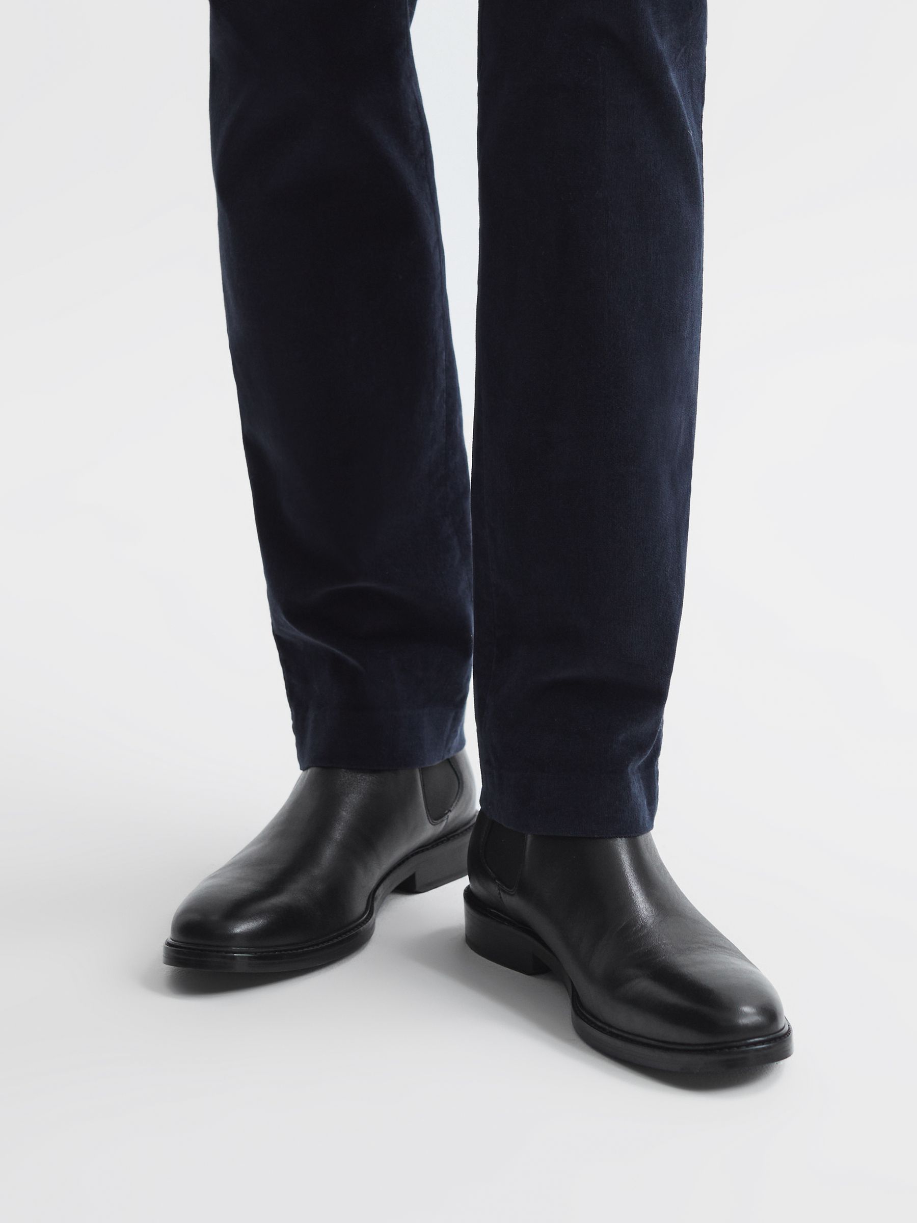Reiss Leather Chelsea Boots in Black | REISS