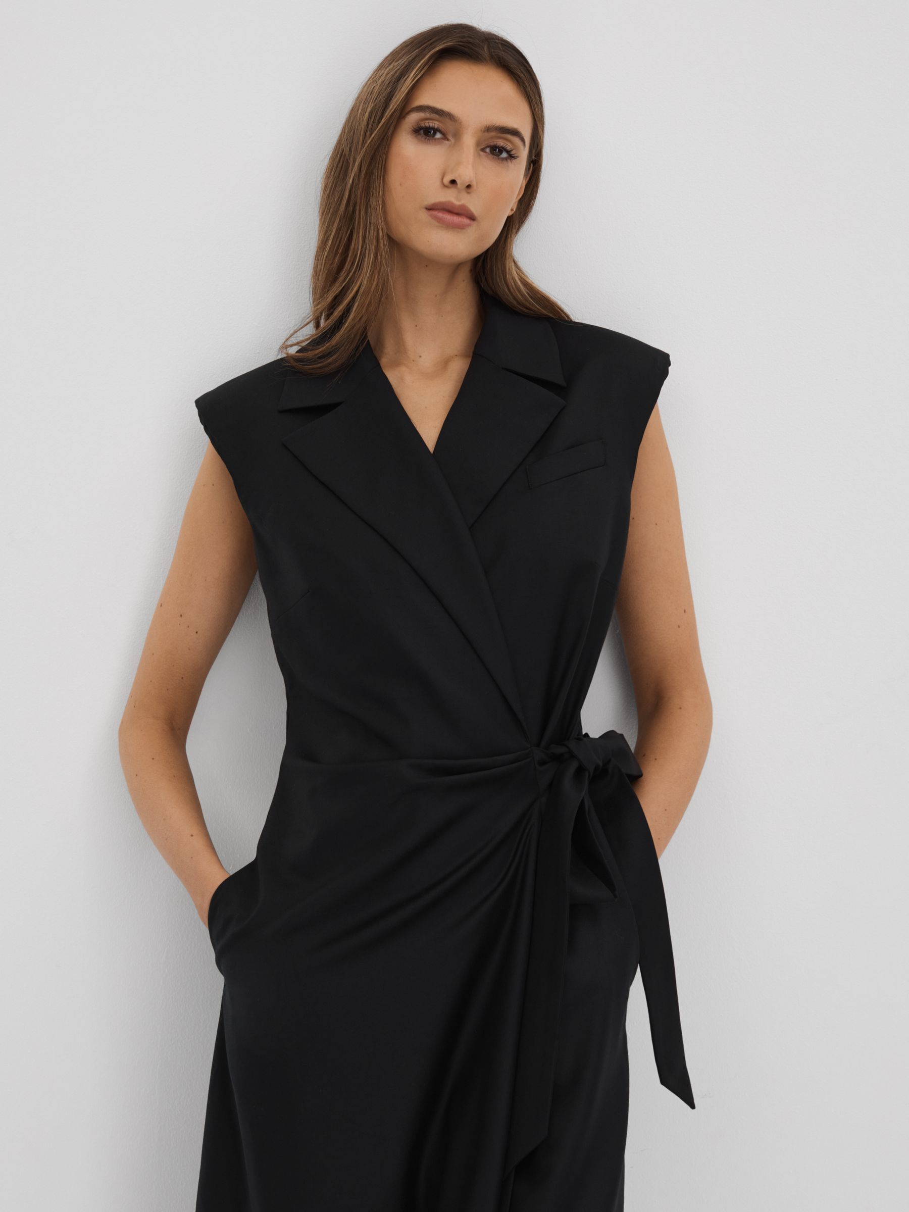 Reiss Anna Quan Wrap Front Maxi Dress in Black - REISS