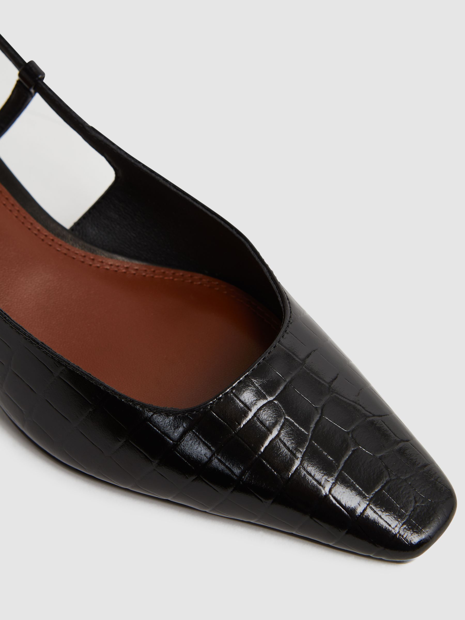 Reiss Leather Slingback Heels in Black - REISS