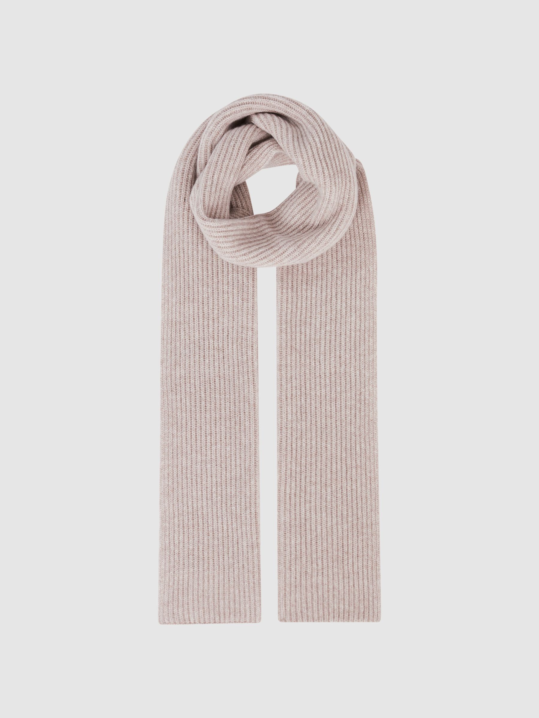 Reiss Cashmere Ribbed Scarf in Oatmeal Melange - REISS