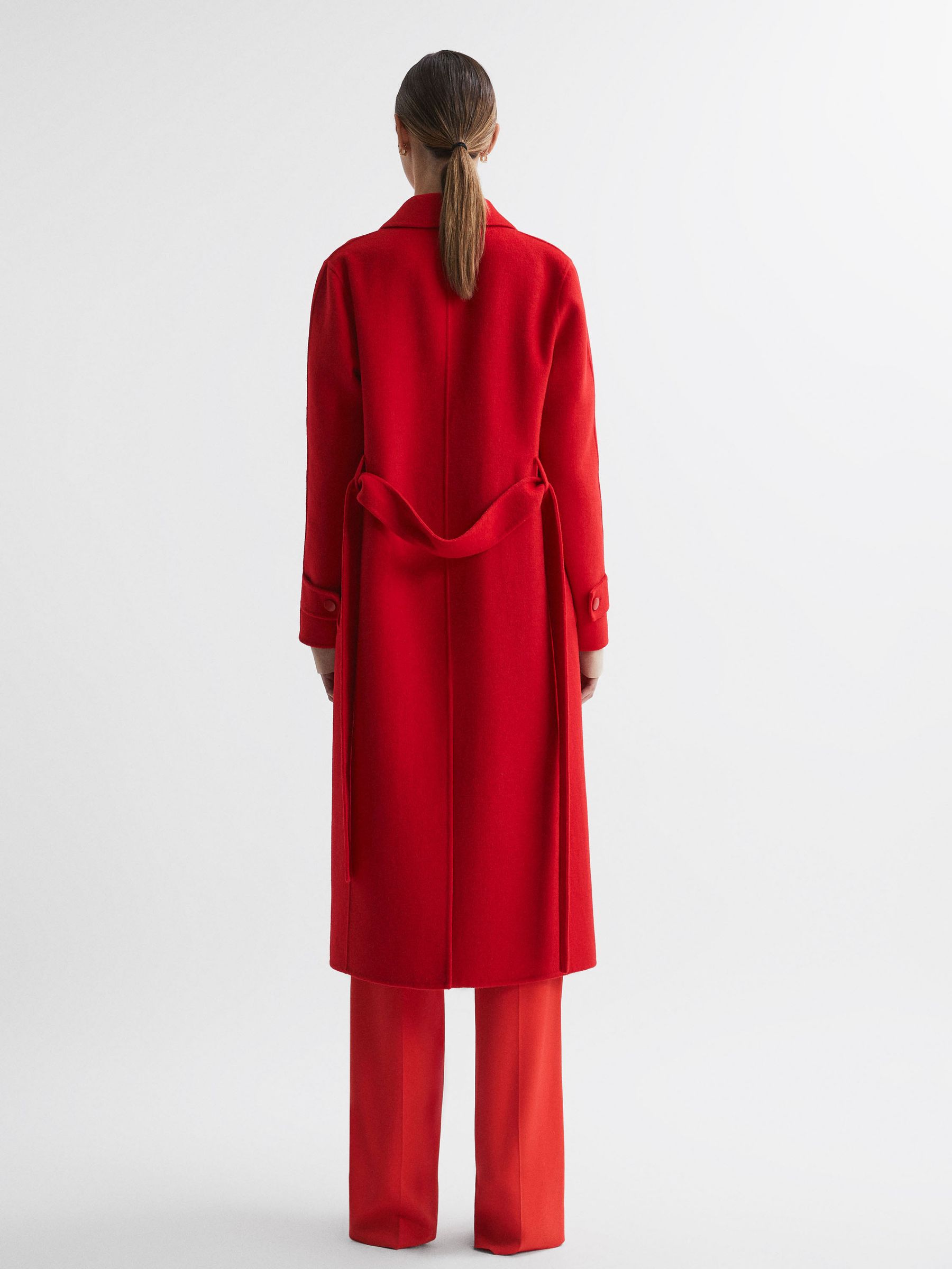 Reiss Emile Coral Wool Belted Blindseam Coat - REISS