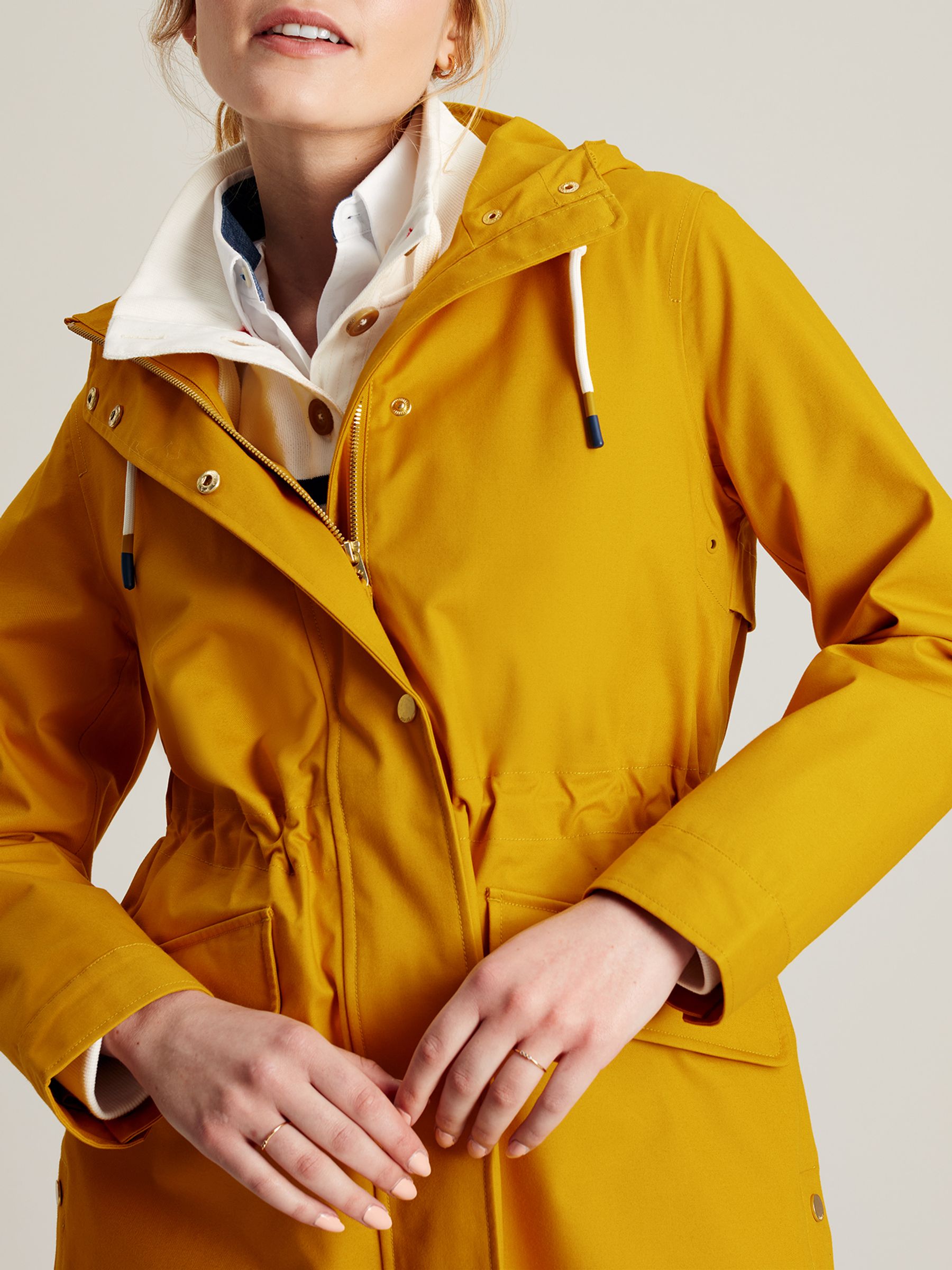 Padstow Yellow Gold Waterproof Raincoat With Hood | Joules