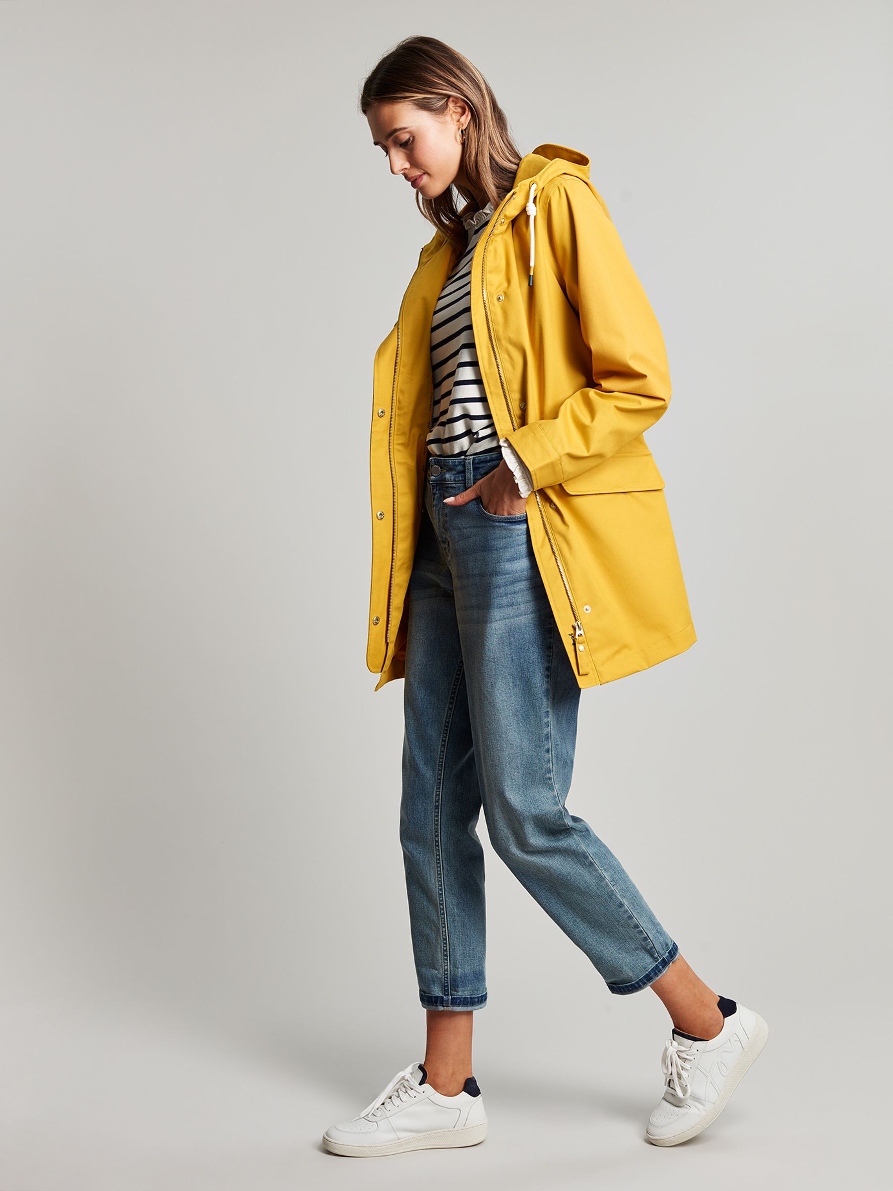Padstow Yellow Gold Waterproof Raincoat With Hood | Joules