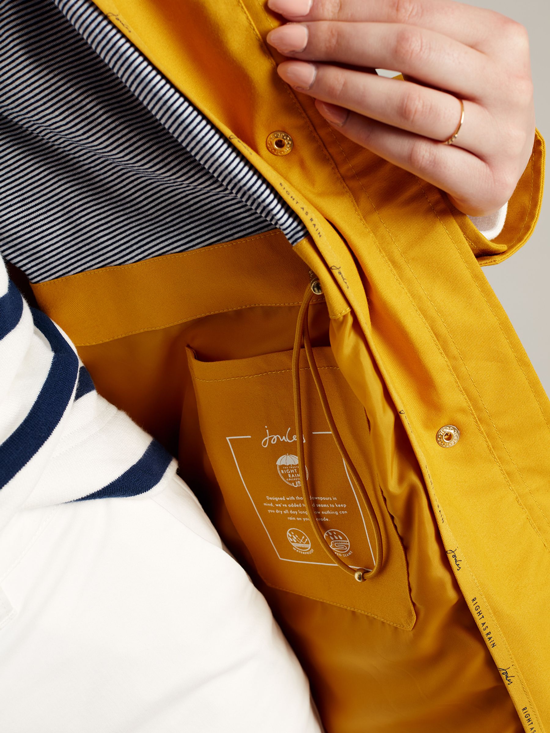 Padstow Yellow Gold Waterproof Raincoat With Hood | Joules