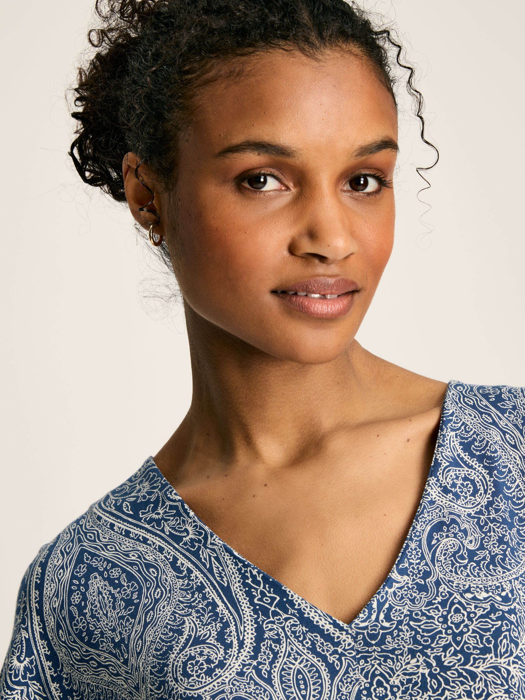 Nia Blue Jersey V-Neck Beach Dress | Joules