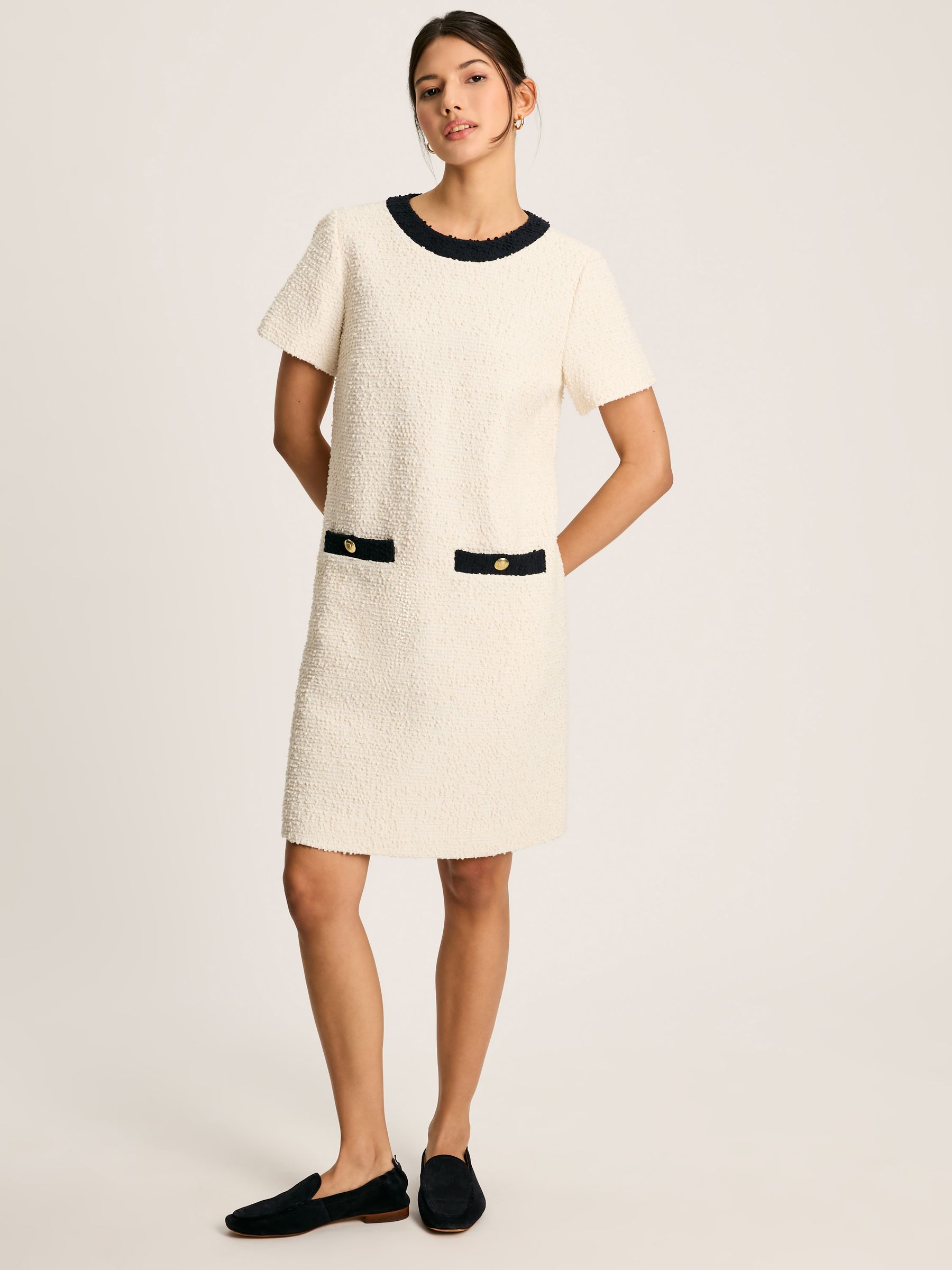 Celeste Cream Mini Boucle Dress | Joules