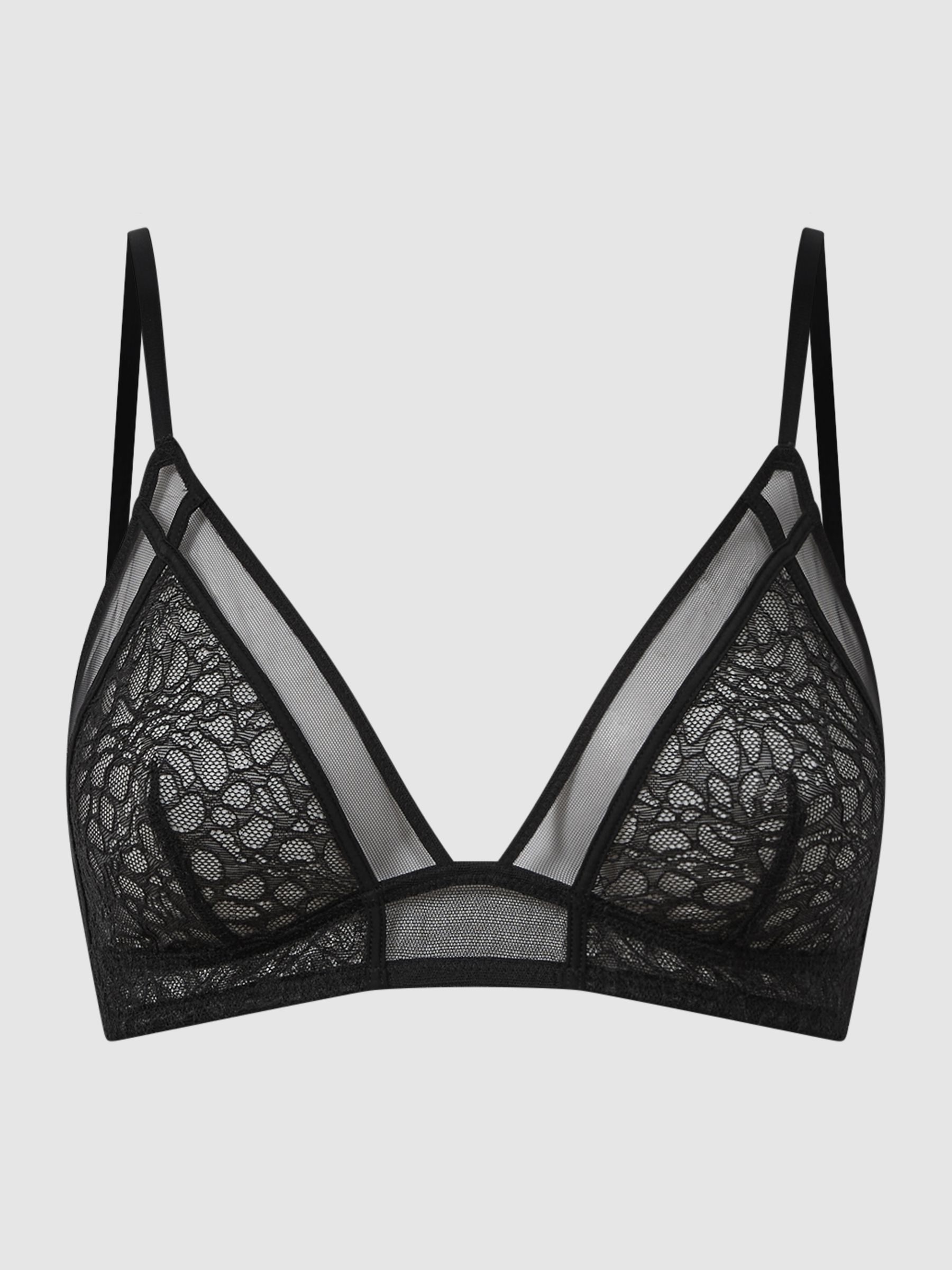 Reiss Calvin Klein Underwear Lace Triangle Bra in Black REISS