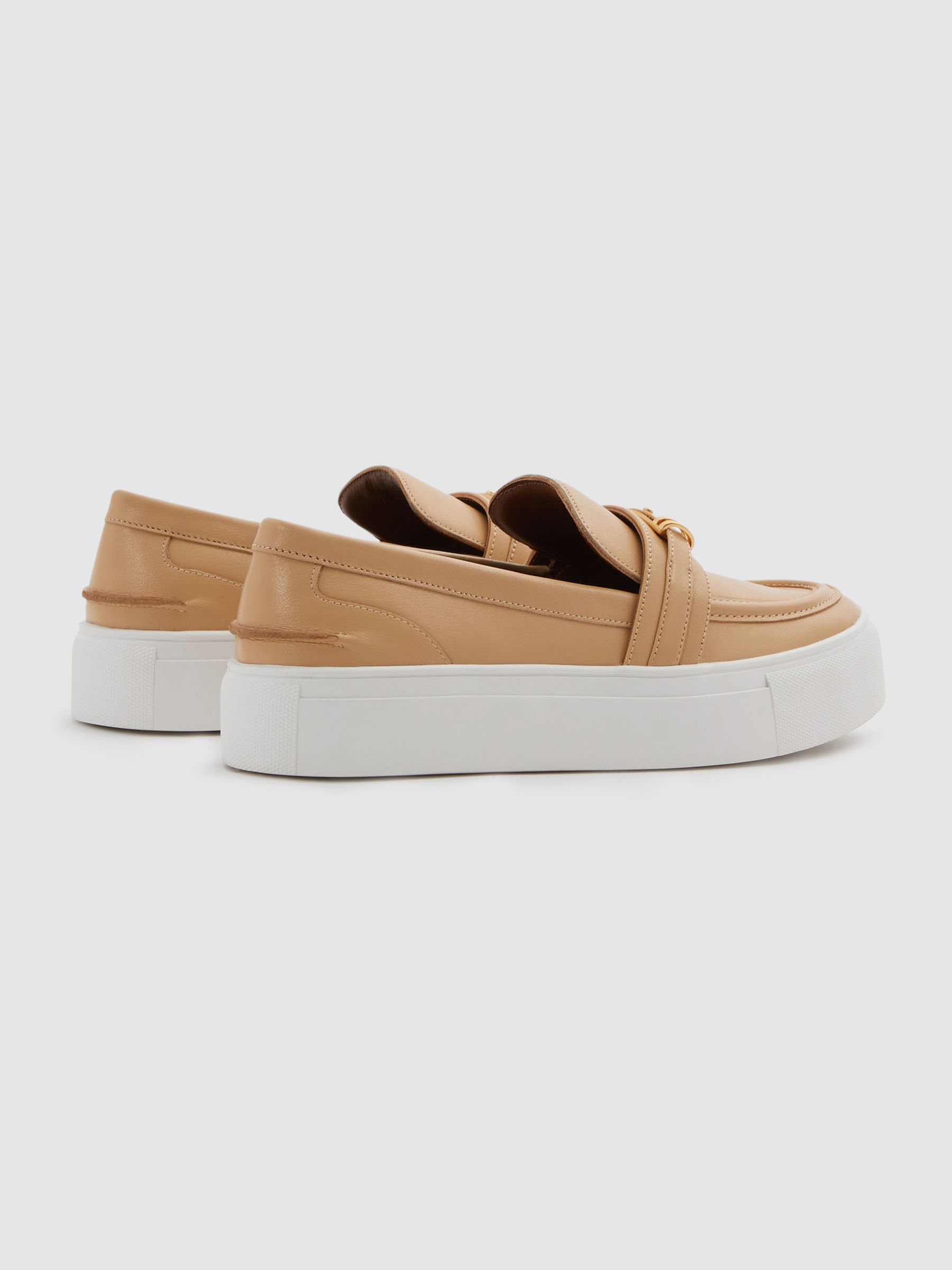 Reiss Leather Loafer Trainers in Neutral | REISS