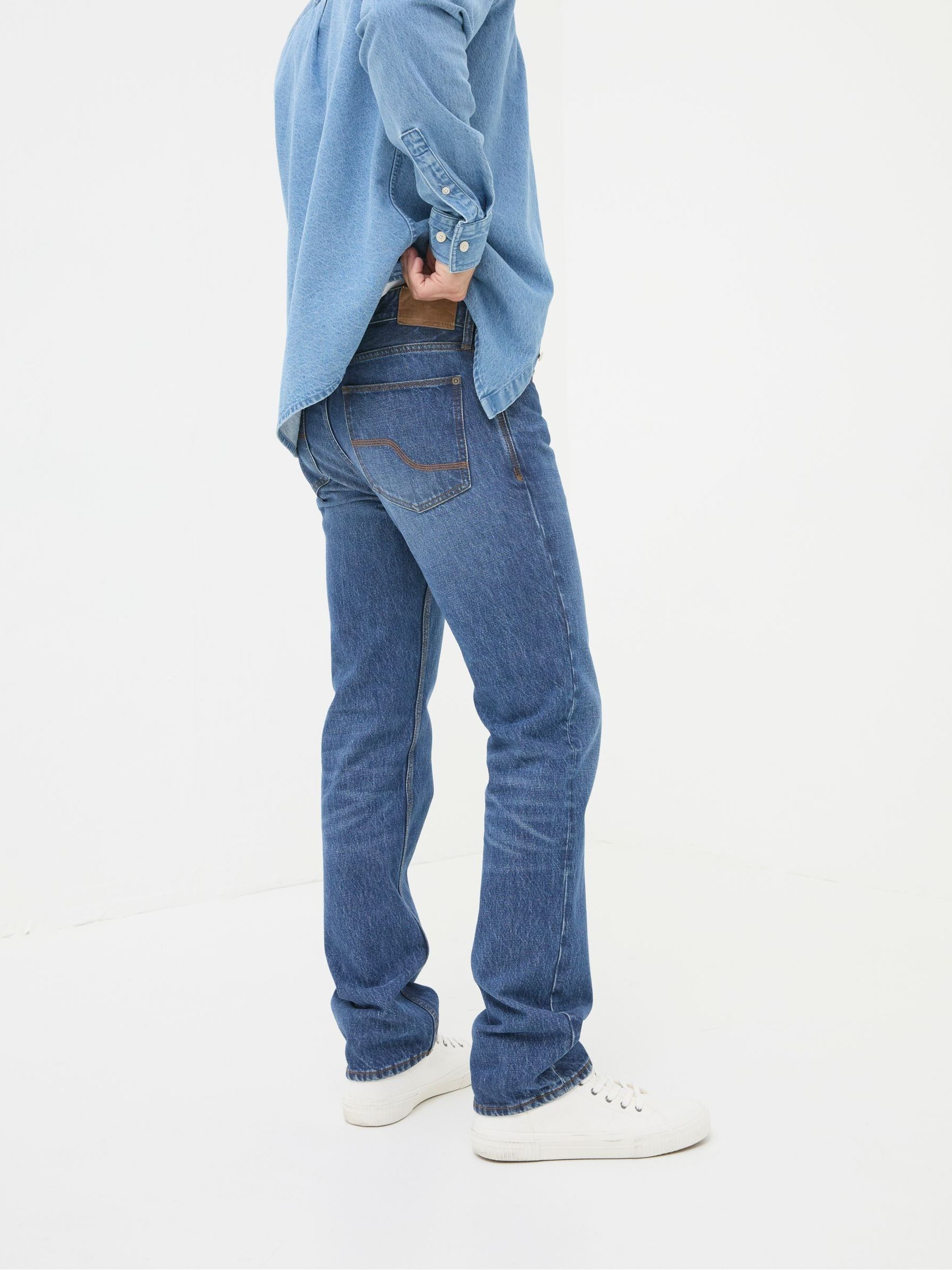 Stone Wash Blue Straight Fit Jeans | FatFace