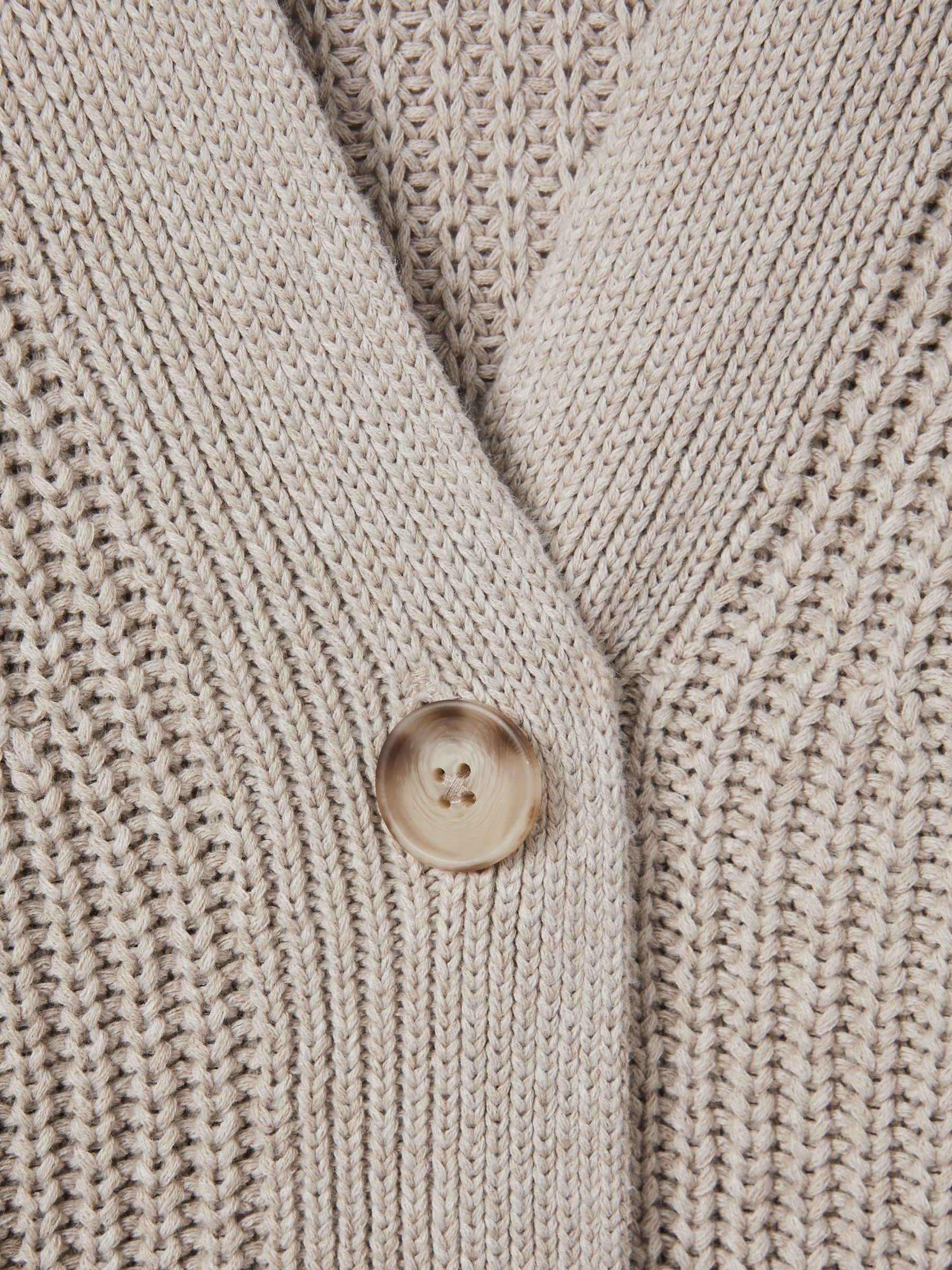 Reiss Cotton Blend Knitted Cardigan in Neutral - REISS