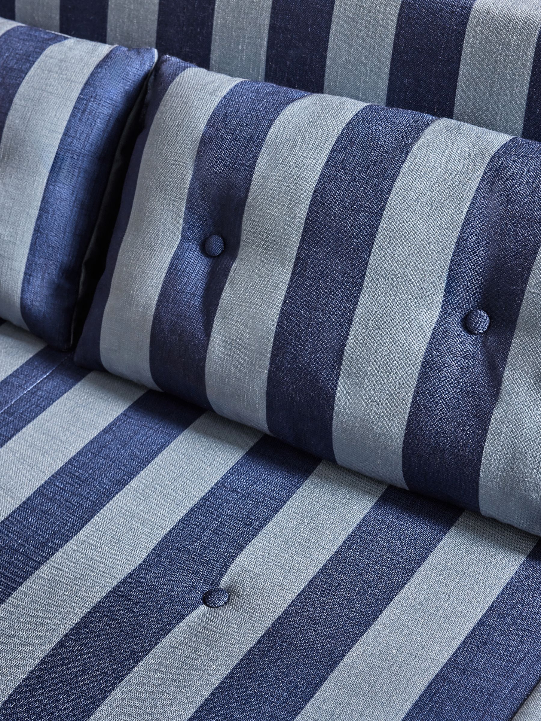 Regular Haru 2 Seater Sofa Bed in Eclipse Blue Wide Stripe | Made