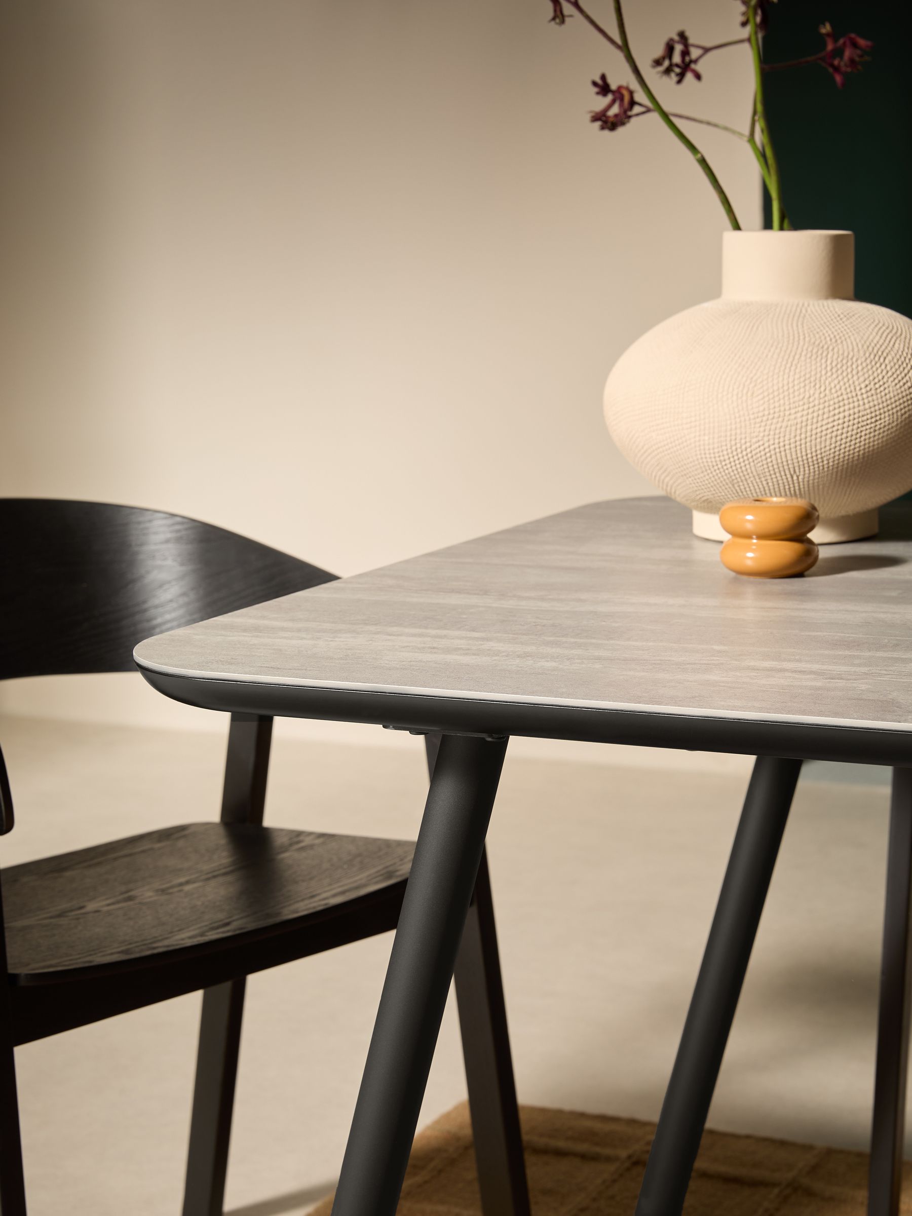 Dwyer Ceramic Marble 6 Seater Fixed Dining Table in Grey | Made