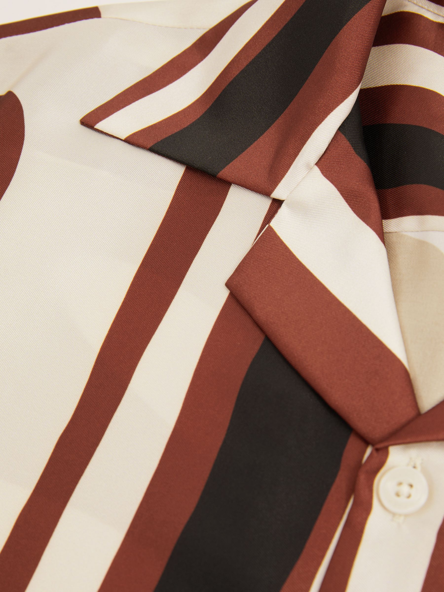 Reiss Tom Rust/Navy Relaxed Printed Cuban Collar Shirt - REISS