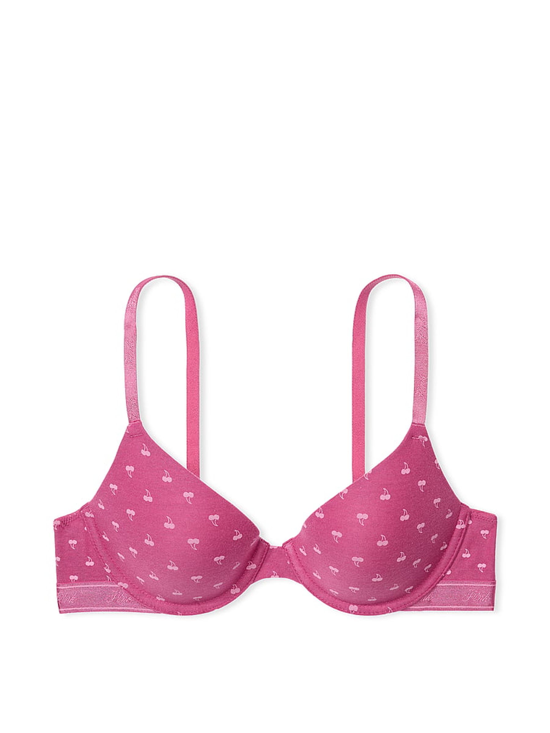 Pink Cherry Lightly Lined Demi Cotton Logo Bra | Victoria's Secret UK