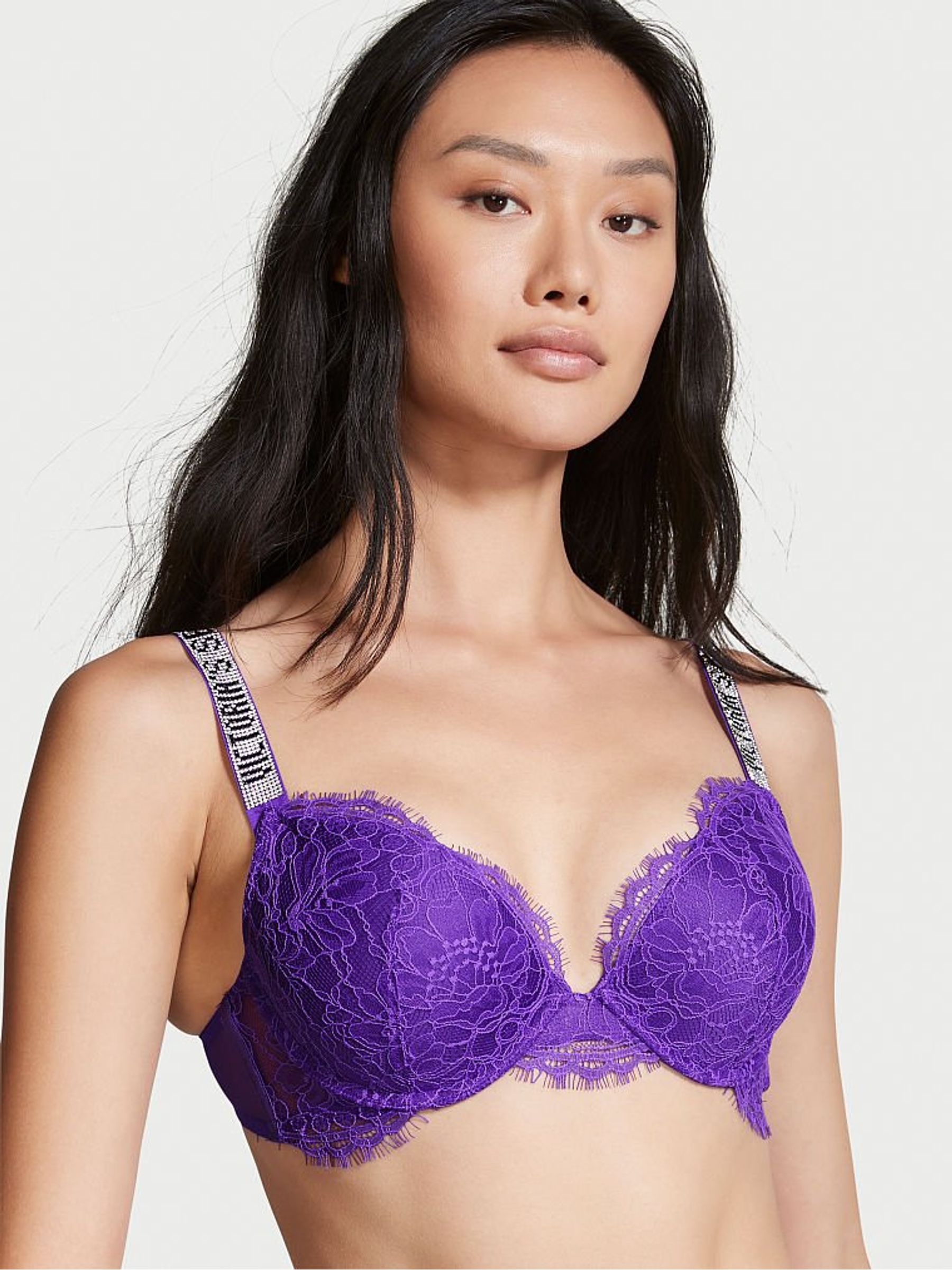 purple strap bra