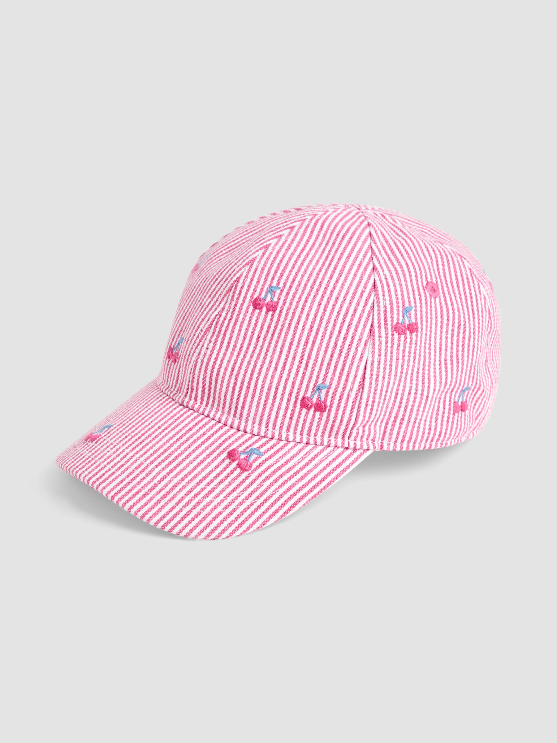 Pink Cherry Embroidered Cap | JoJo Maman Bébé