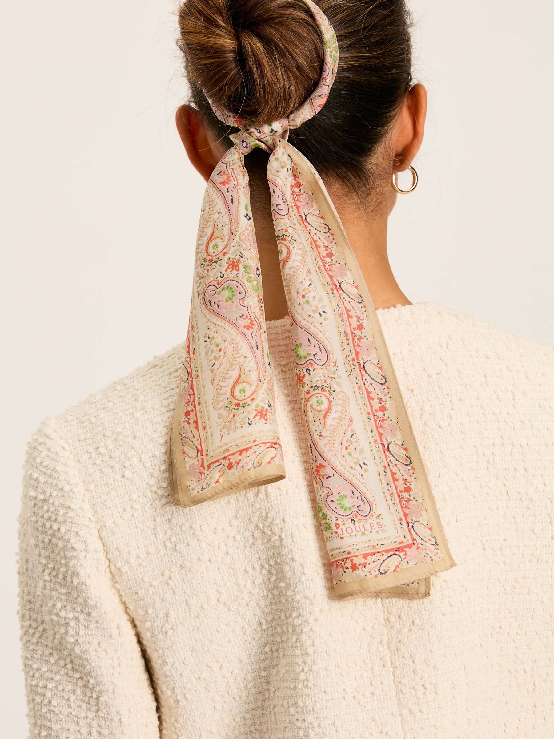Highgrove Pink Skinny Printed Silk Scarf | Joules