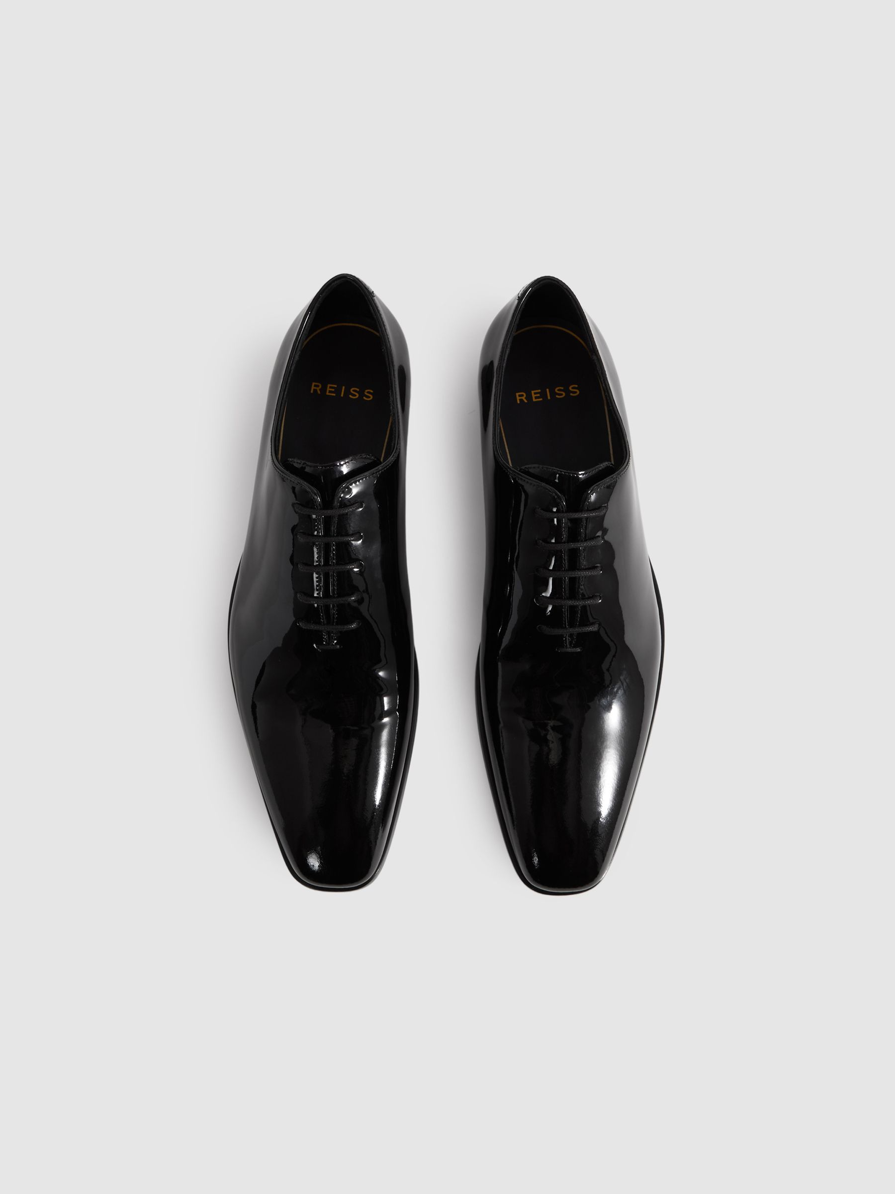 Reiss Patent Leather Lace-Up Shoes in Black - REISS