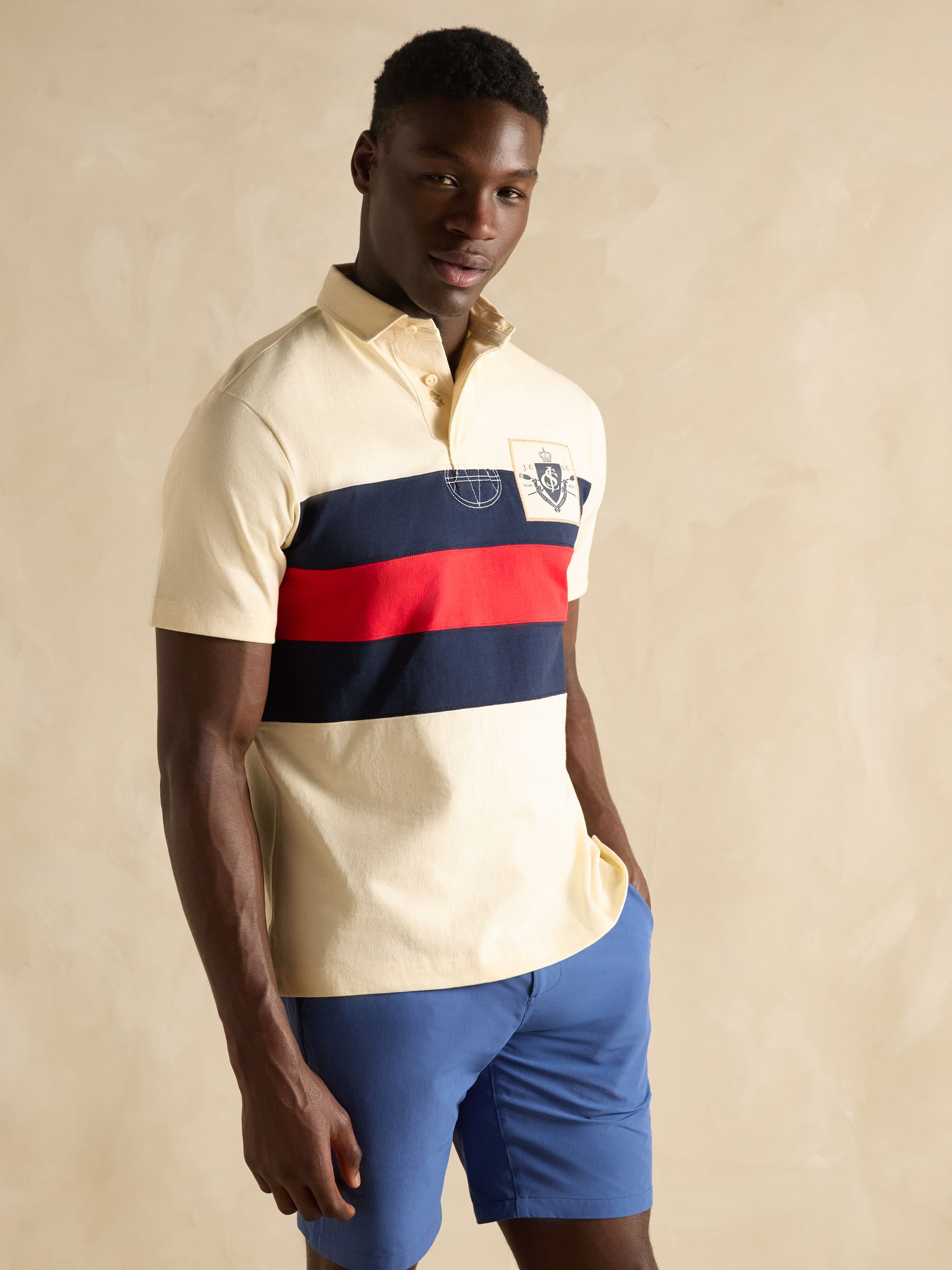 Short Sleeve Cream Rugby Club Shirt | Joules