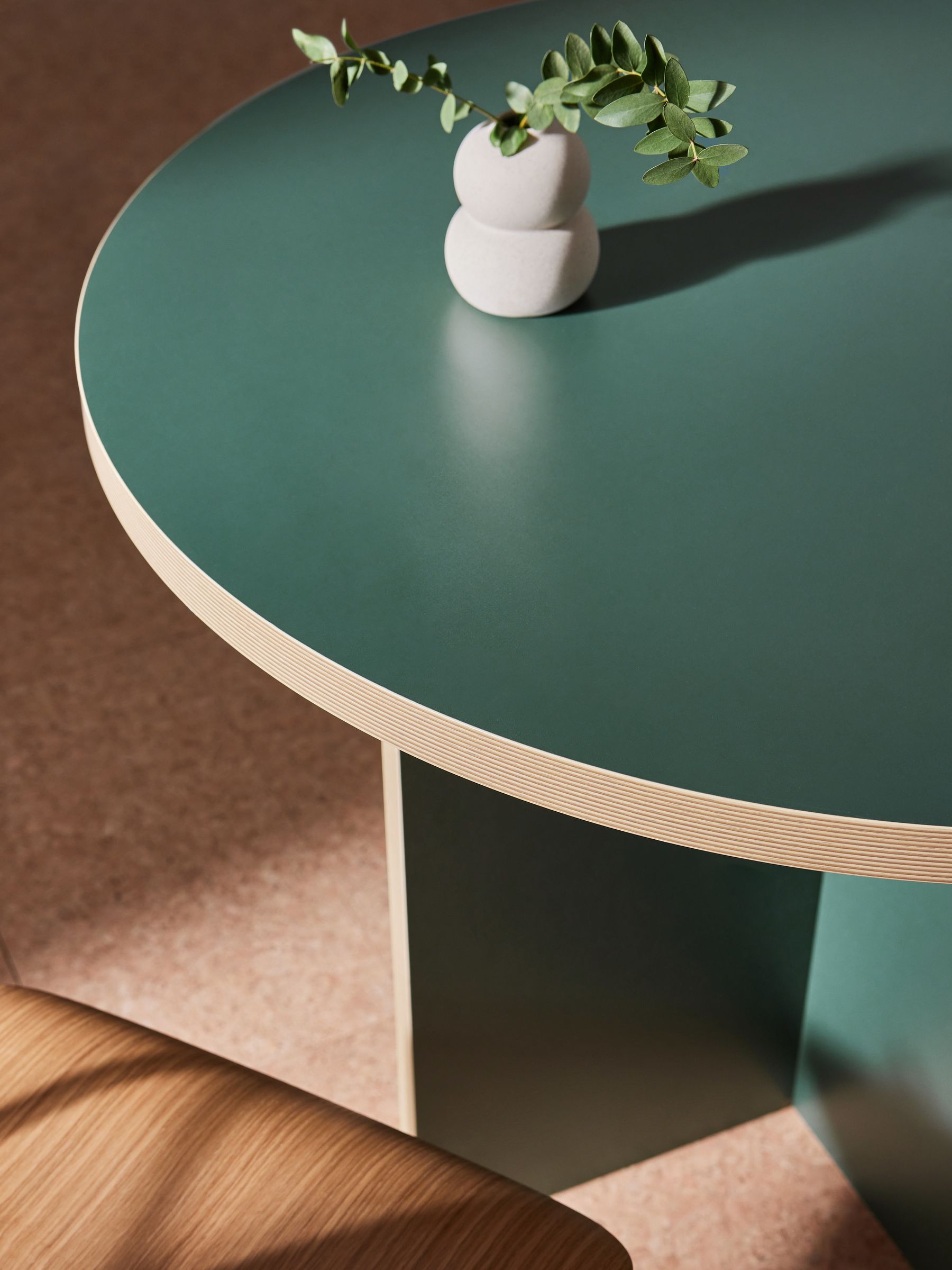 Zayla Round Fixed Dining Table in Dark Green | Made