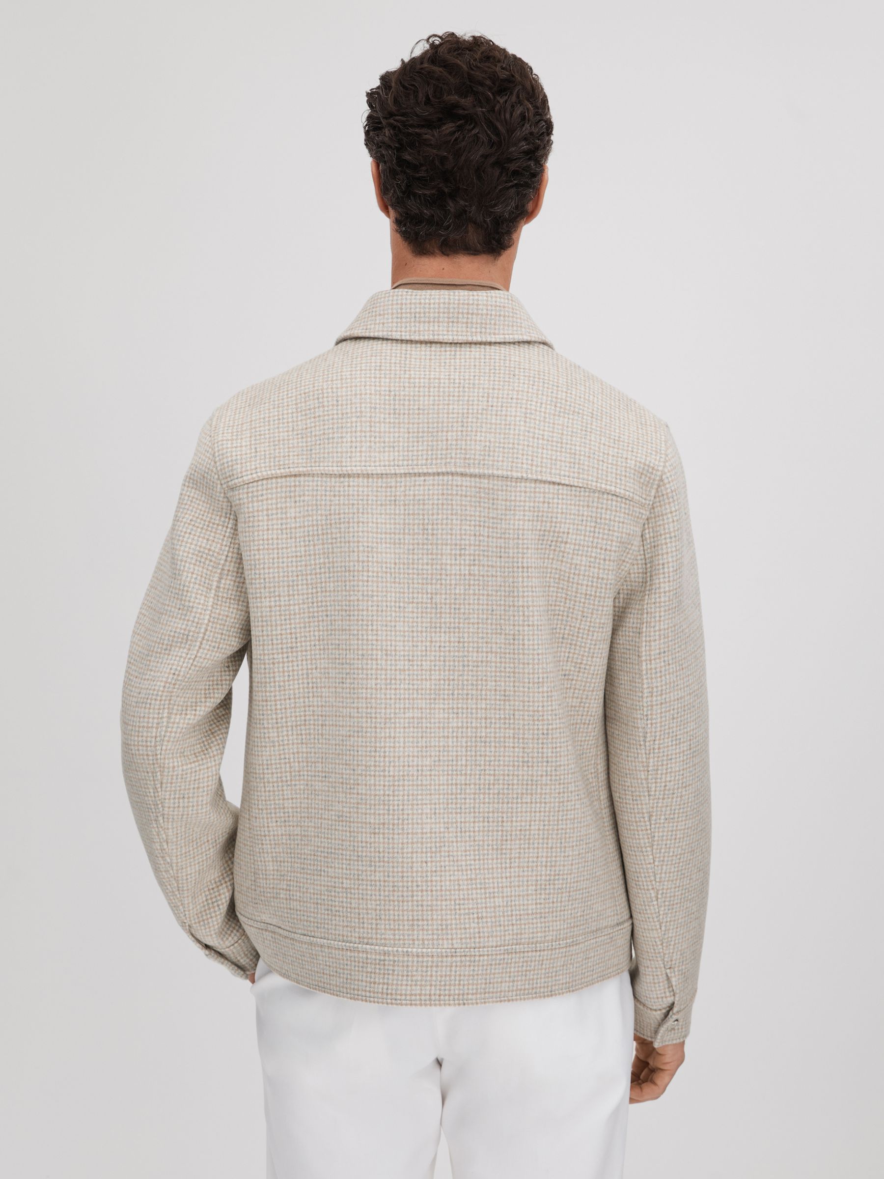 Reiss Brushed Wool Blend Zip-Through Jacket in Oatmeal - REISS