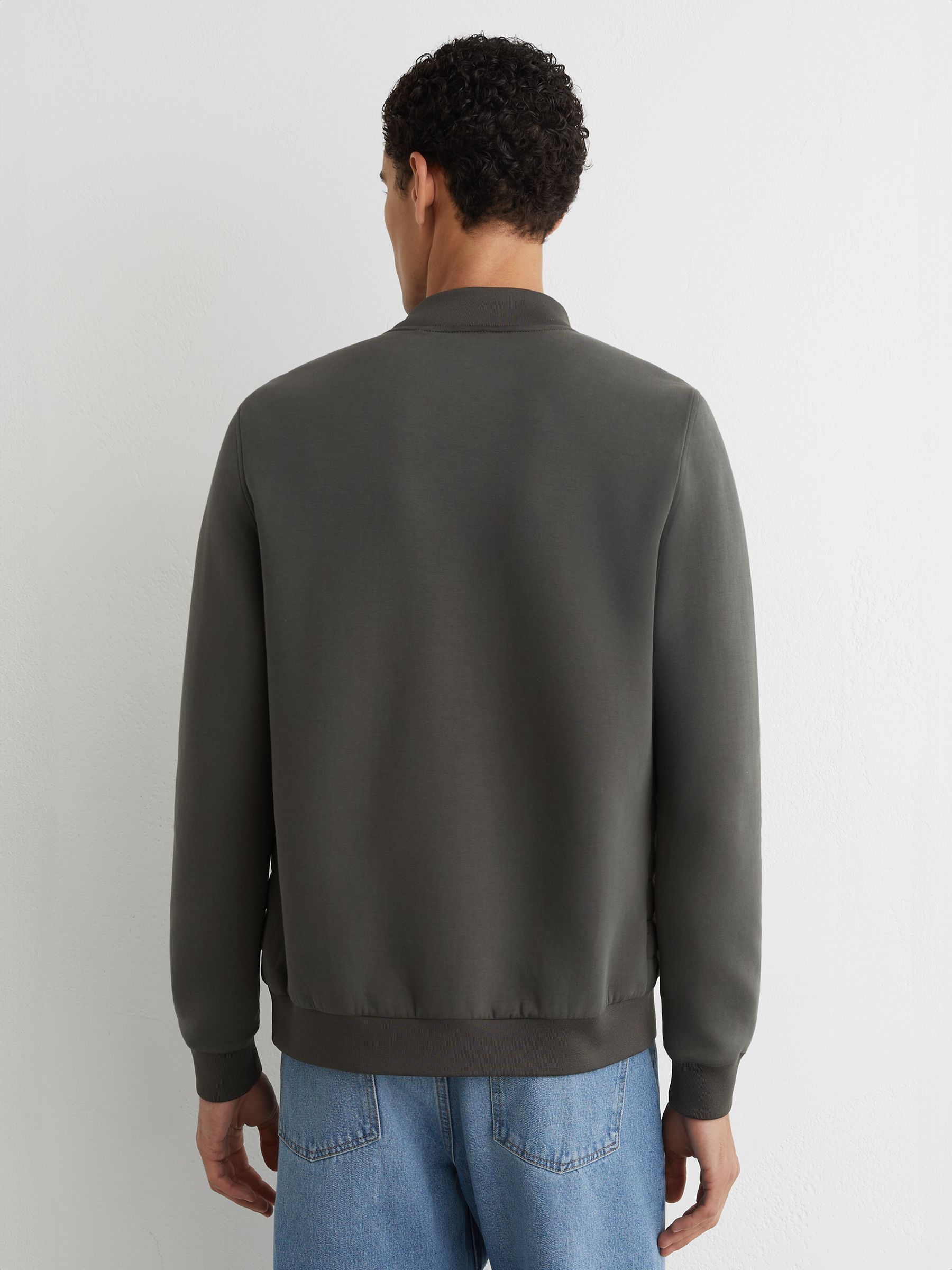 Reiss Interlock Hybrid Funnel-Neck Jacket in Sage - REISS