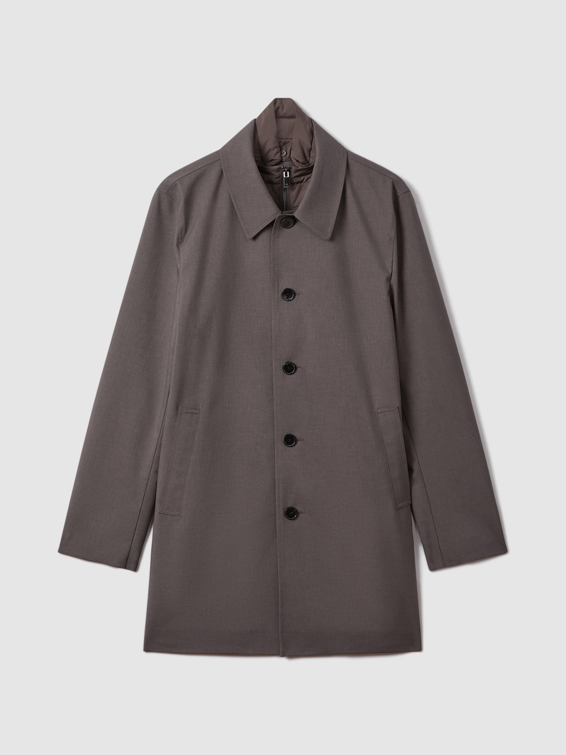 Reiss Jacket With Removable Funnel-Neck Insert in Brown | REISS