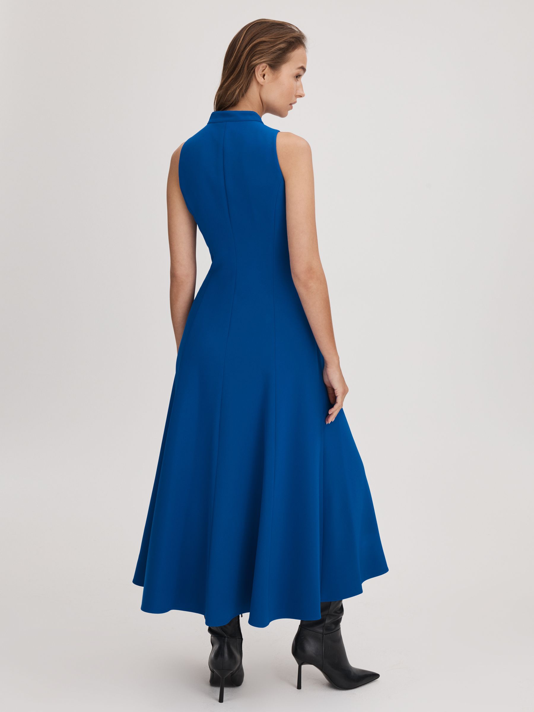 Reiss Florere Bright Blue Florere Bright Blue Zip Front Midi Dress - REISS