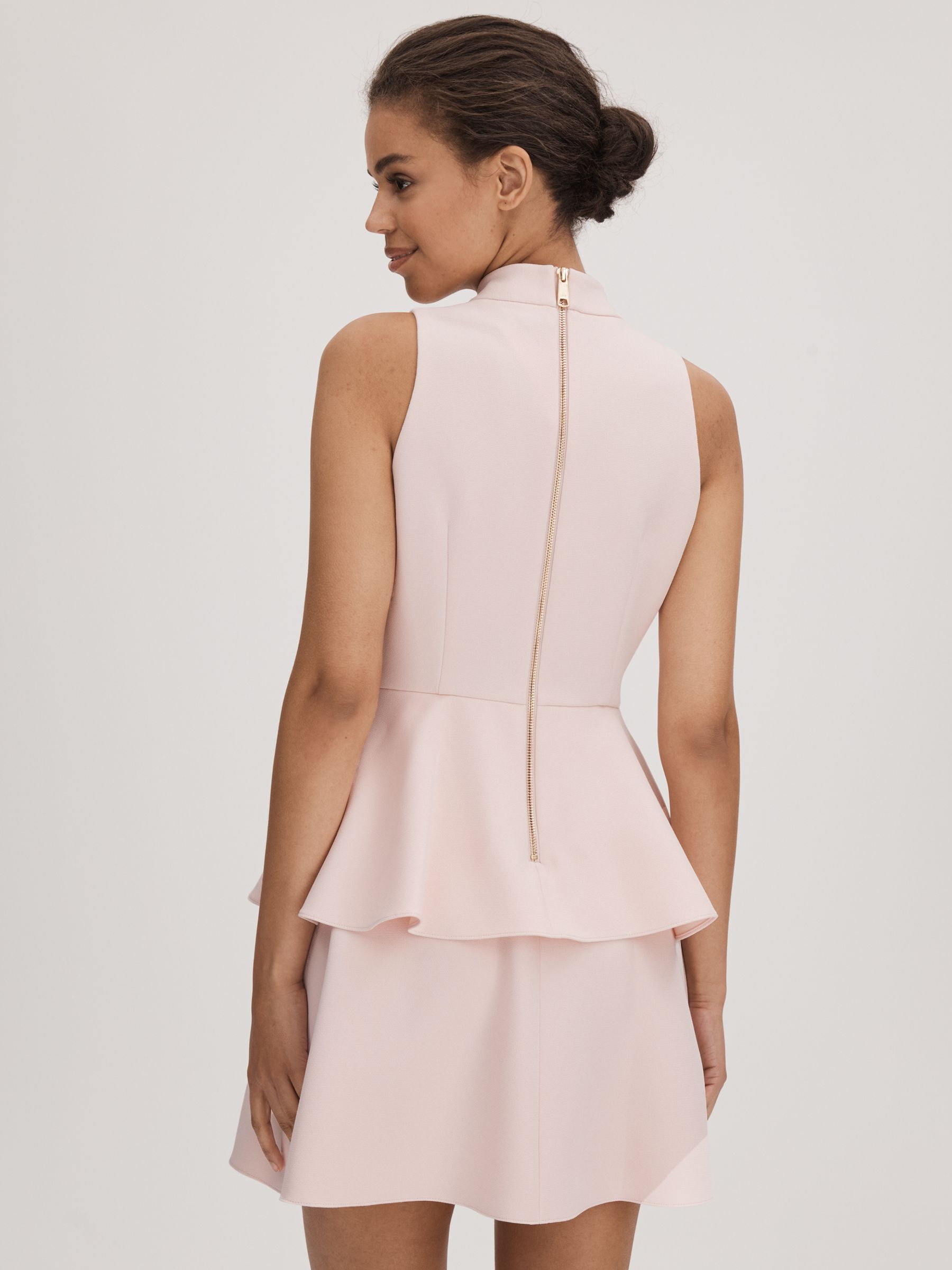 Reiss Florere Pale Pink Florere Pale Pink Tiered Mini Dress - REISS