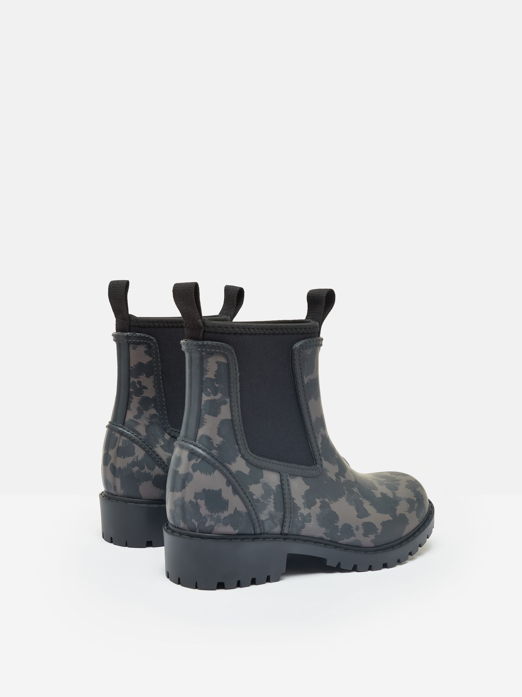 Oakfield Black/Animal Short Neoprene-Lined Ankle Wellies | Joules
