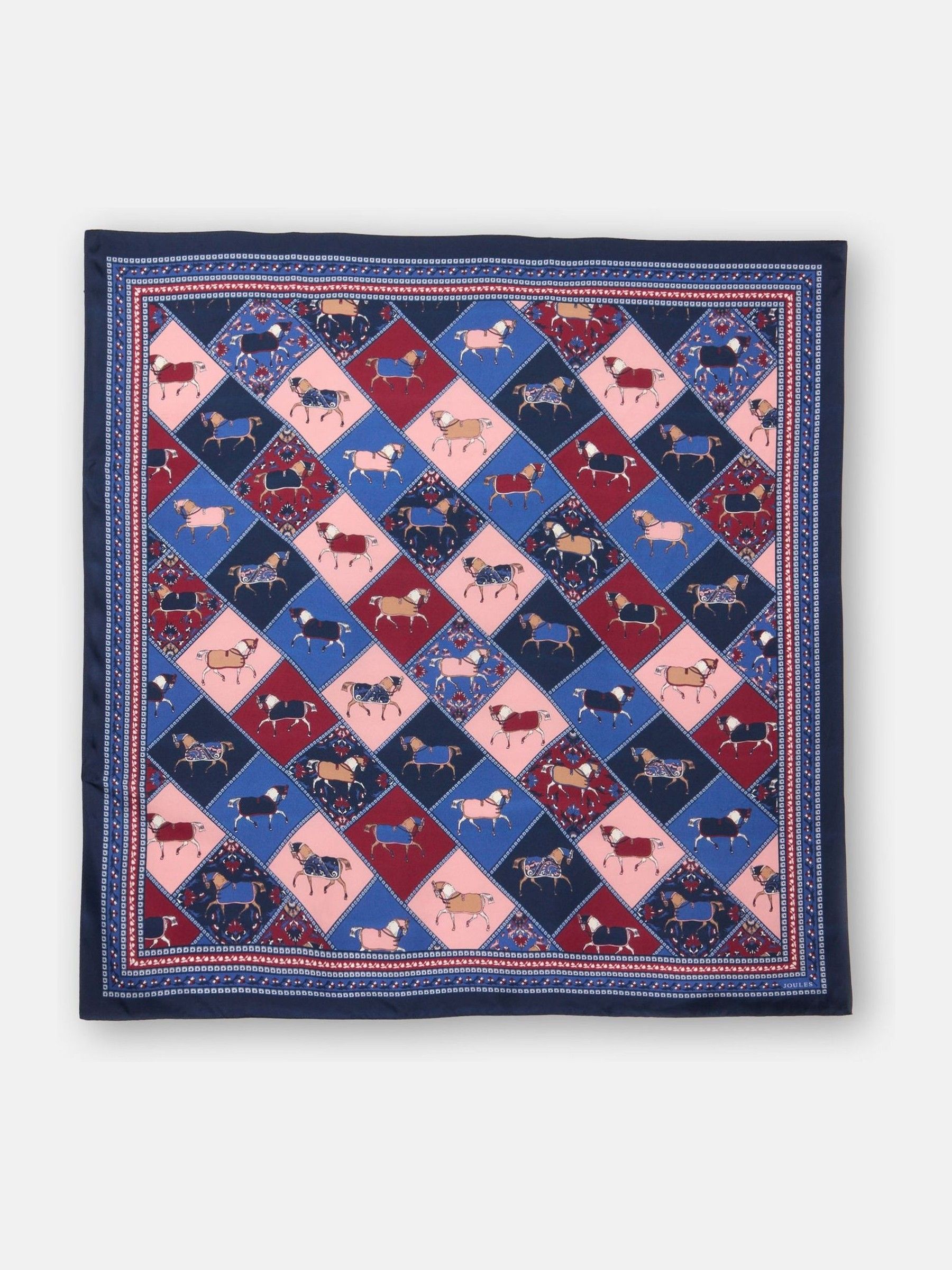 Bloomfield Navy/Burgundy Square Silk Scarf | Joules