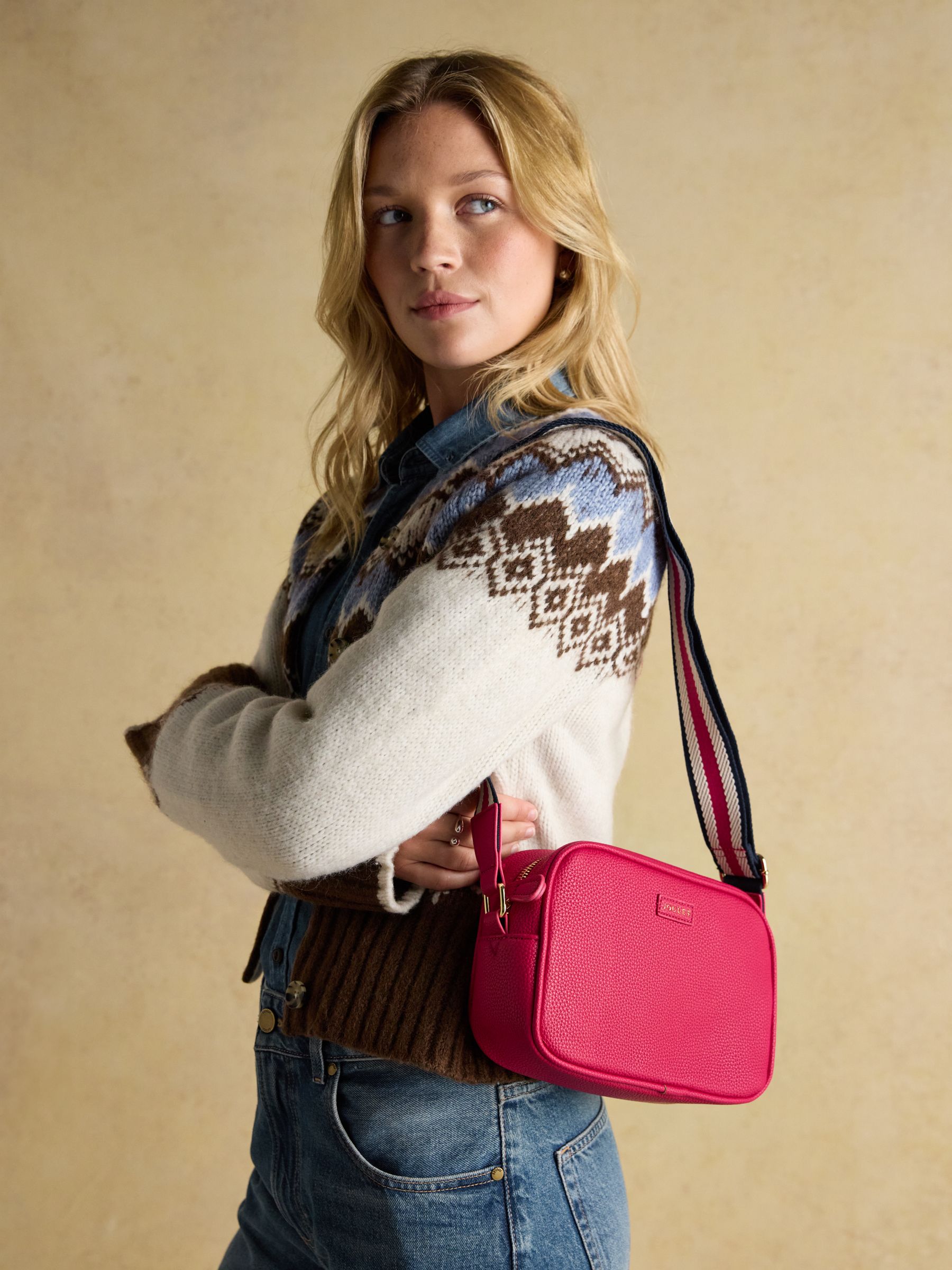 Trent Pink Adjustable Cross Body Bag | Joules